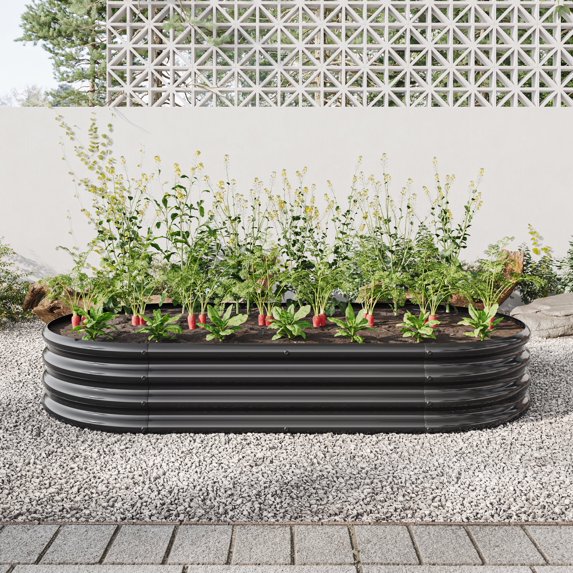 Spaco Raised Garden Bed Outdoor, Oval Large Metal Raised Planter Bed ...