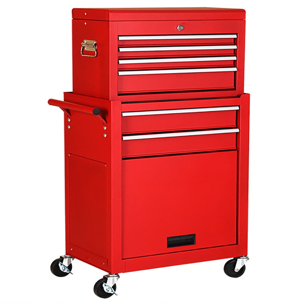 Spaco Rolling Cabinet Storage Chest Box Garage Toolbox Organizer-Red, Rolling Tool Box with ...