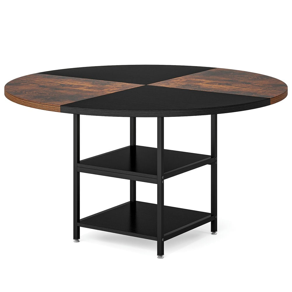 Spaco Round Dining Table, 47" Kitchen Dinner Table with Storage Shelf ...