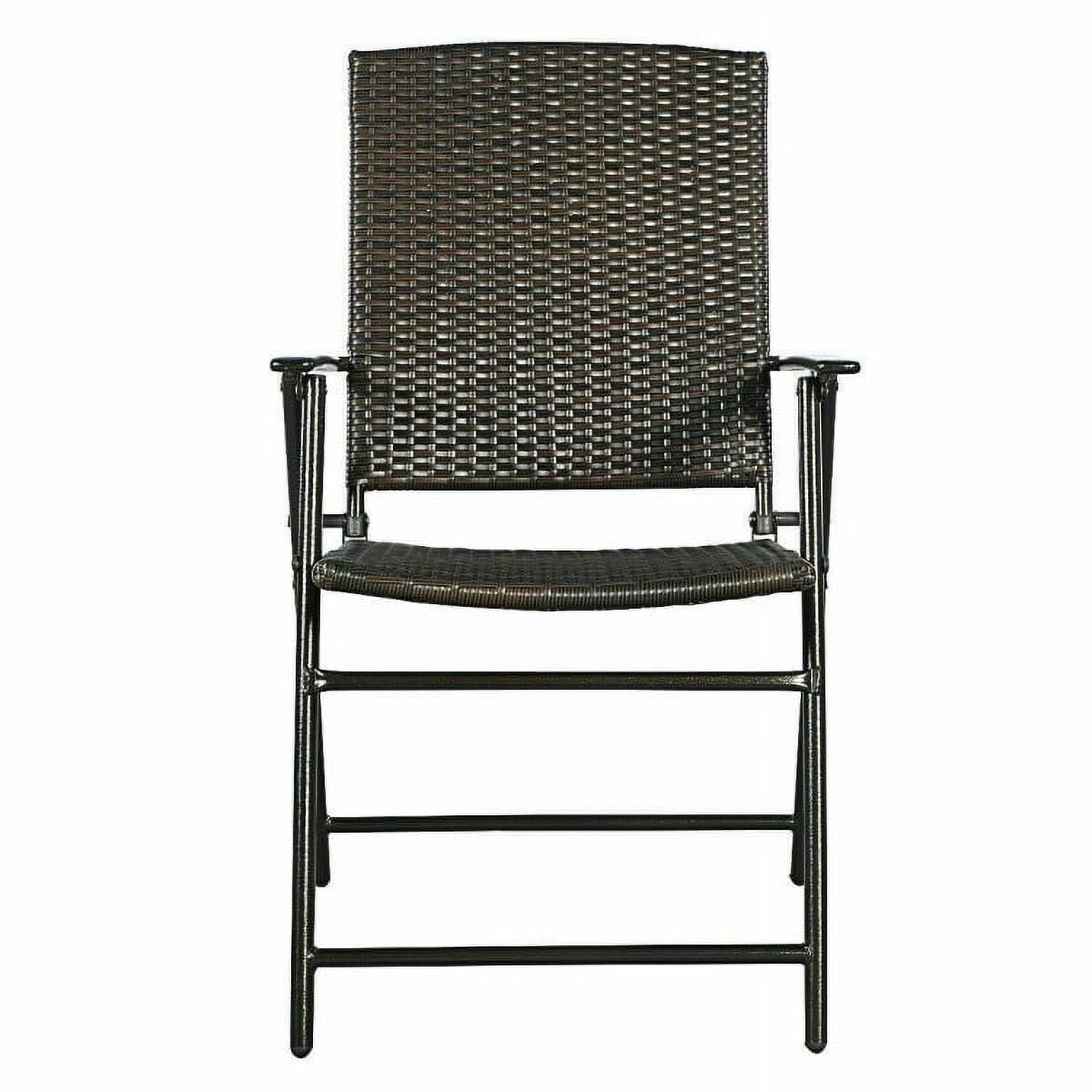 Spaco Set of 4 Rattan Folding Chairs, Outdoor Stackable Dining Chairs ...