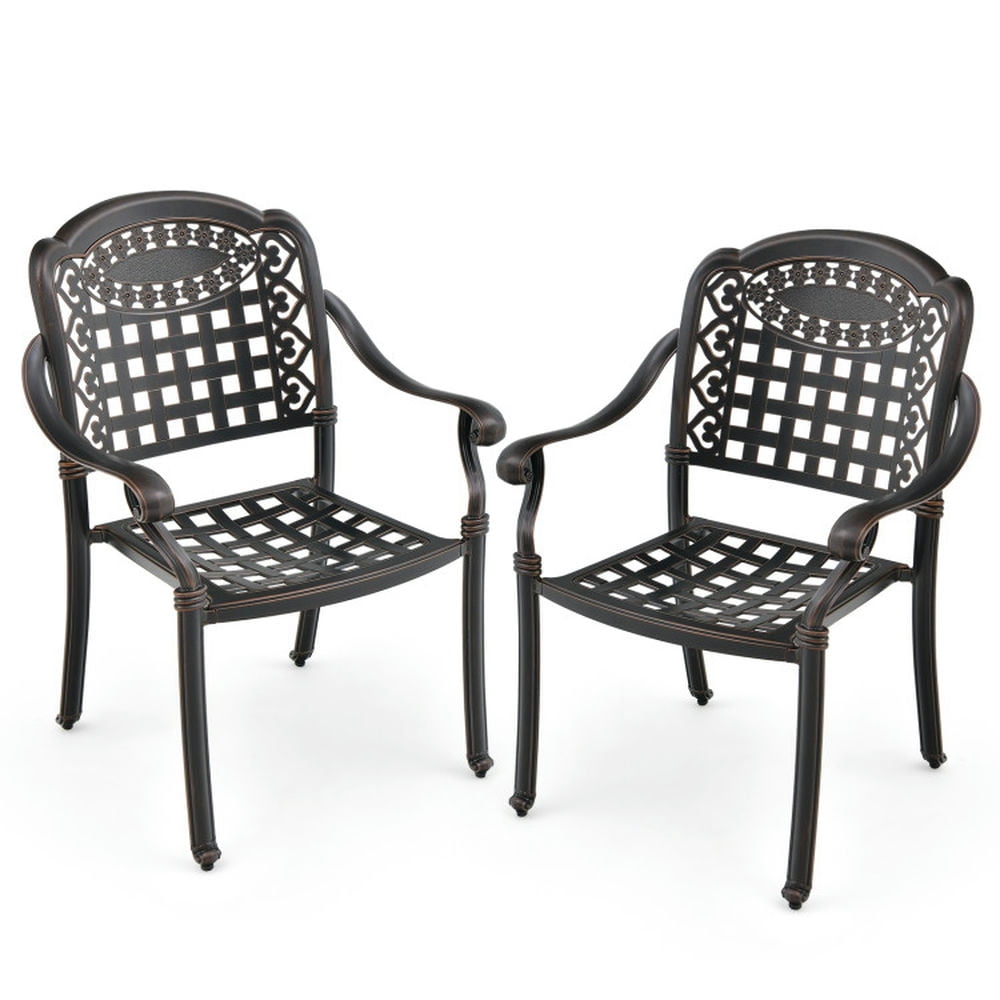Spaco Set of 2 Cast Aluminum Patio Chairs with Armrests, Weather ...