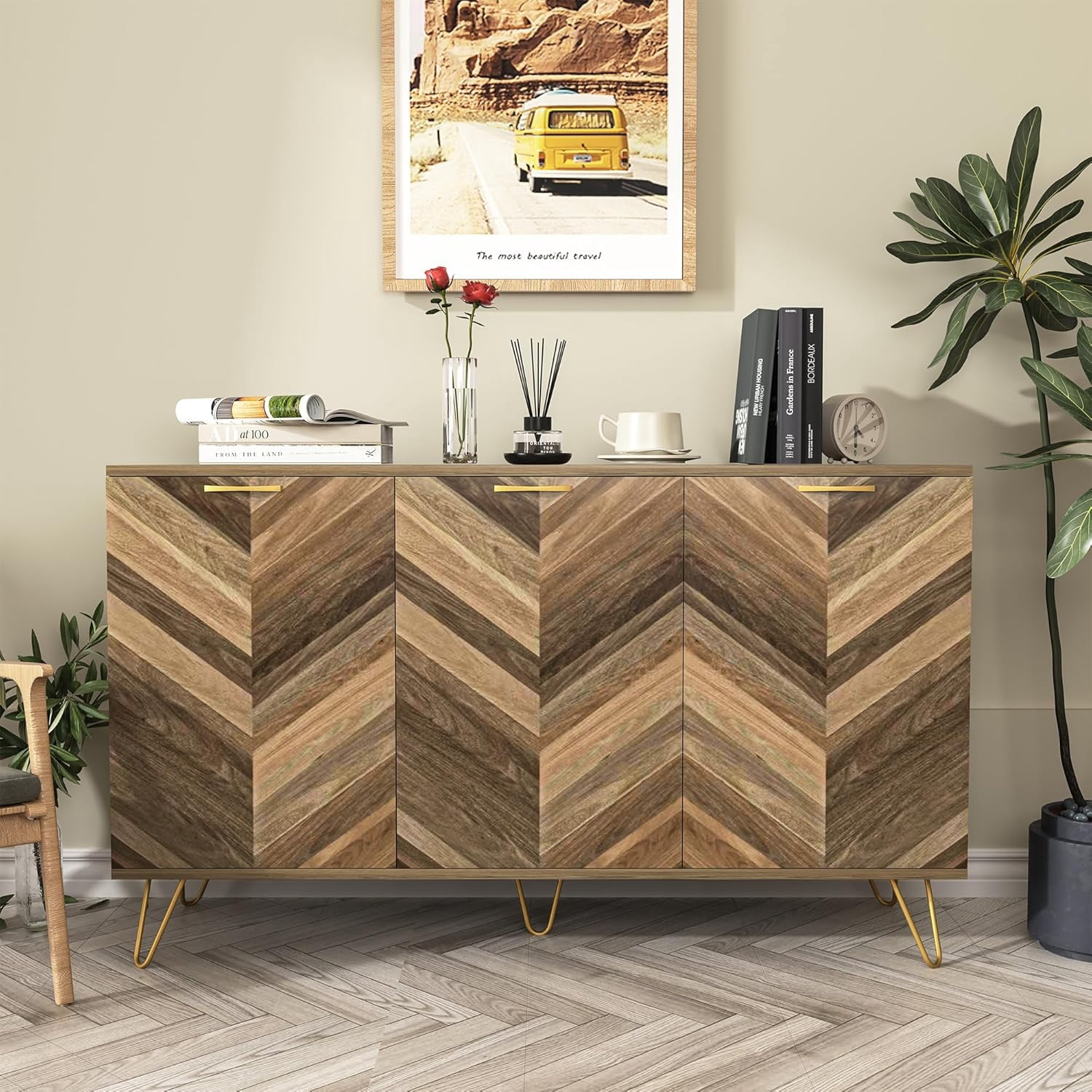 Spaco Sideboard Buffet Cabinet,Modern Kitchen Storage Cabinet with 3 ...