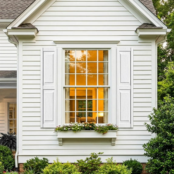 Spaco Square-Panel Exterior Louvered Shutters, Weather-Resistant ...