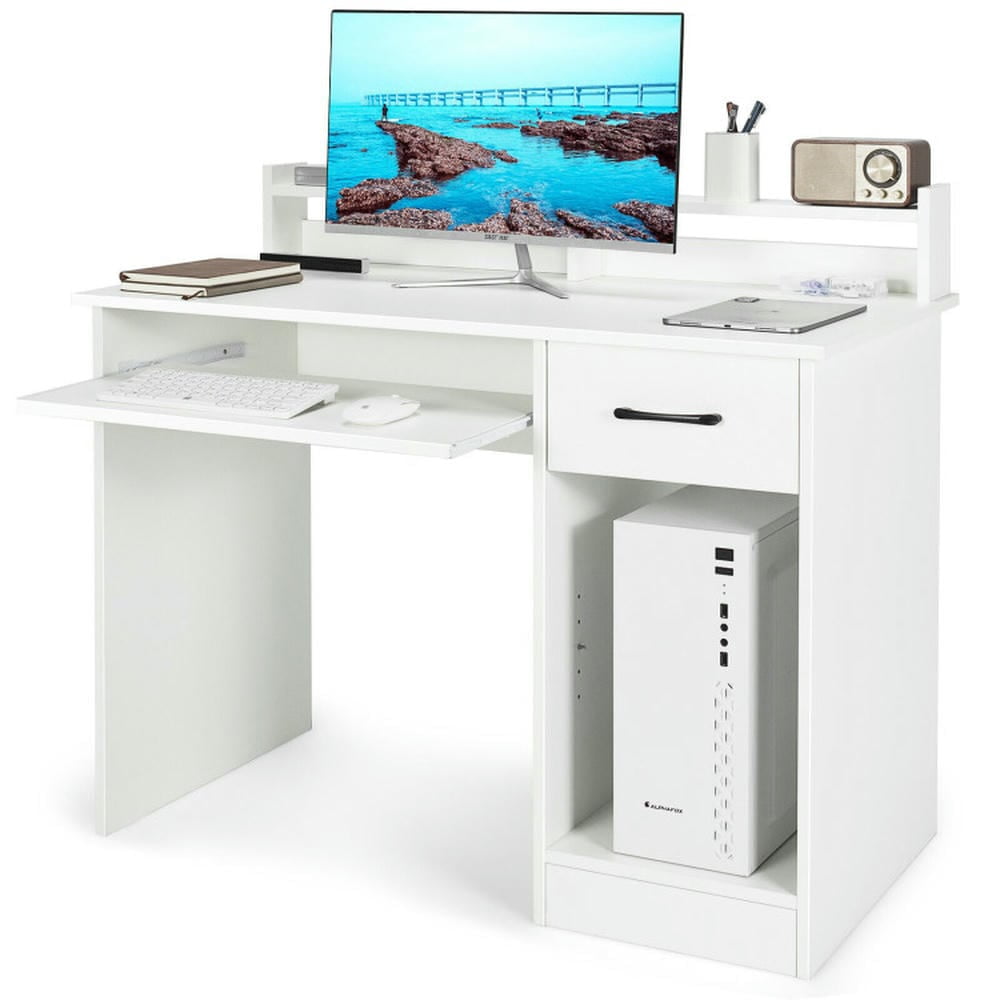 Spaco Study Laptop Table with Drawer and Keyboard Tray-White, Office ...