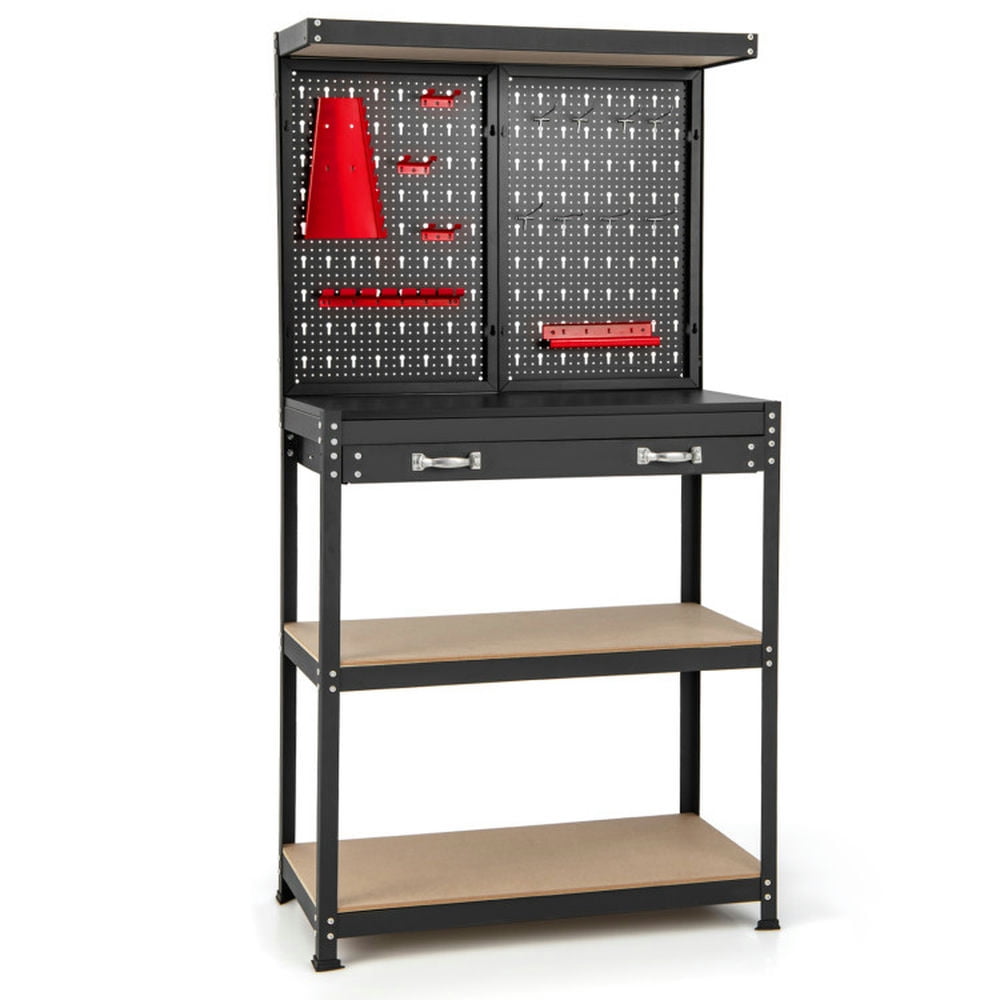 Spaco Tool Storage Workbench with Pegboard with 14 Hanging Accessories ...