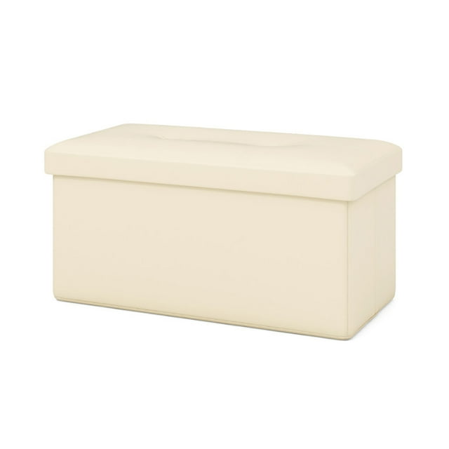 Spaco Upholstered Rectangle Footstool with PVC Leather Surface and ...
