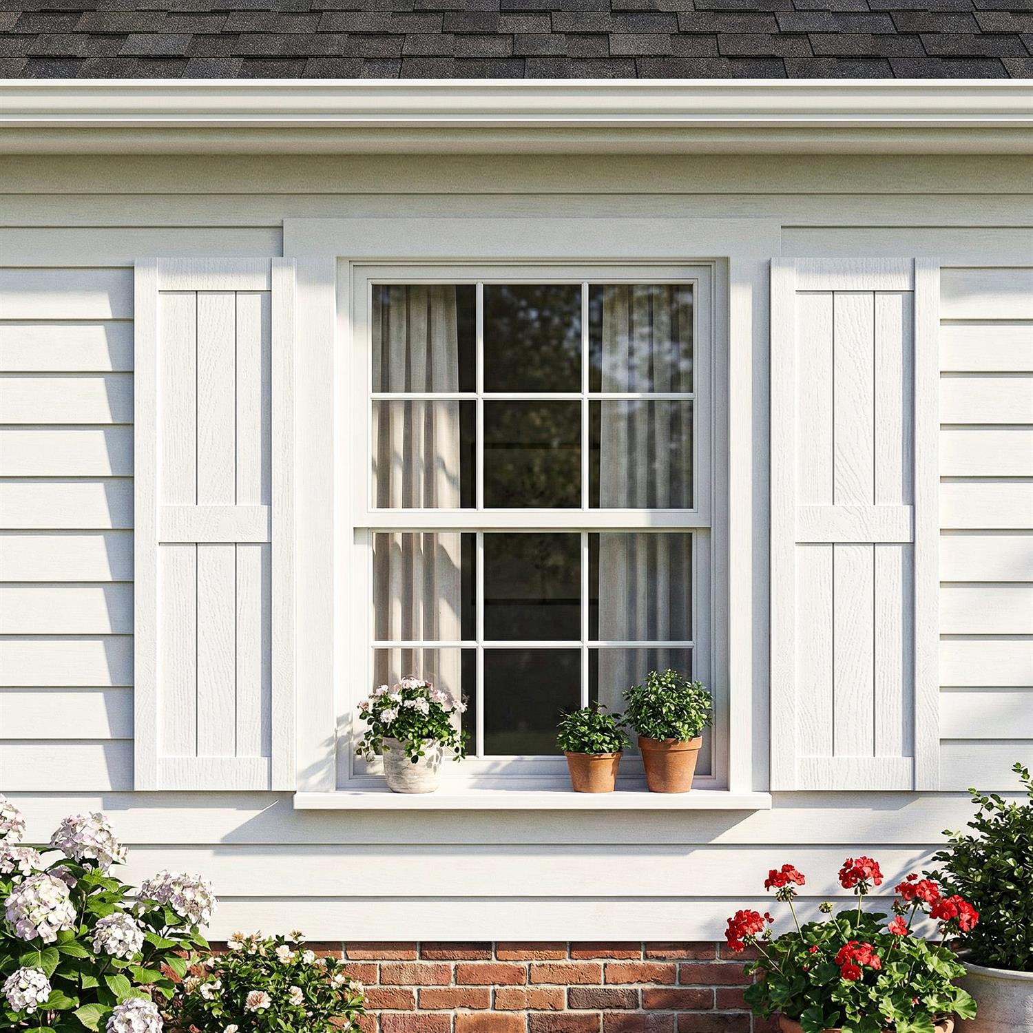 Spaco Vertical-Stripe Exterior Louvered Shutters, Weather-Resistant ...