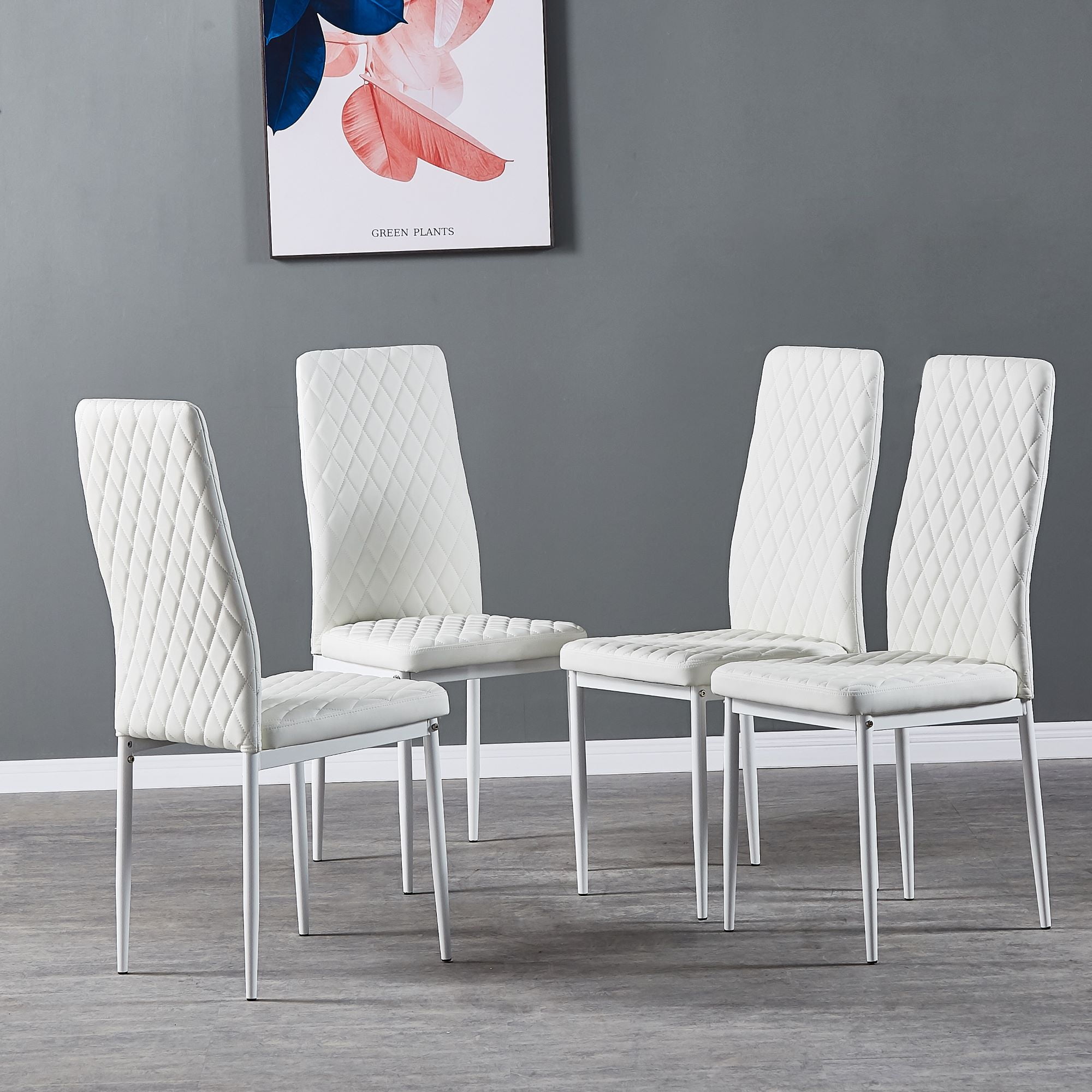 Spaco White modern minimalist dining chair fireproof leather sprayed ...