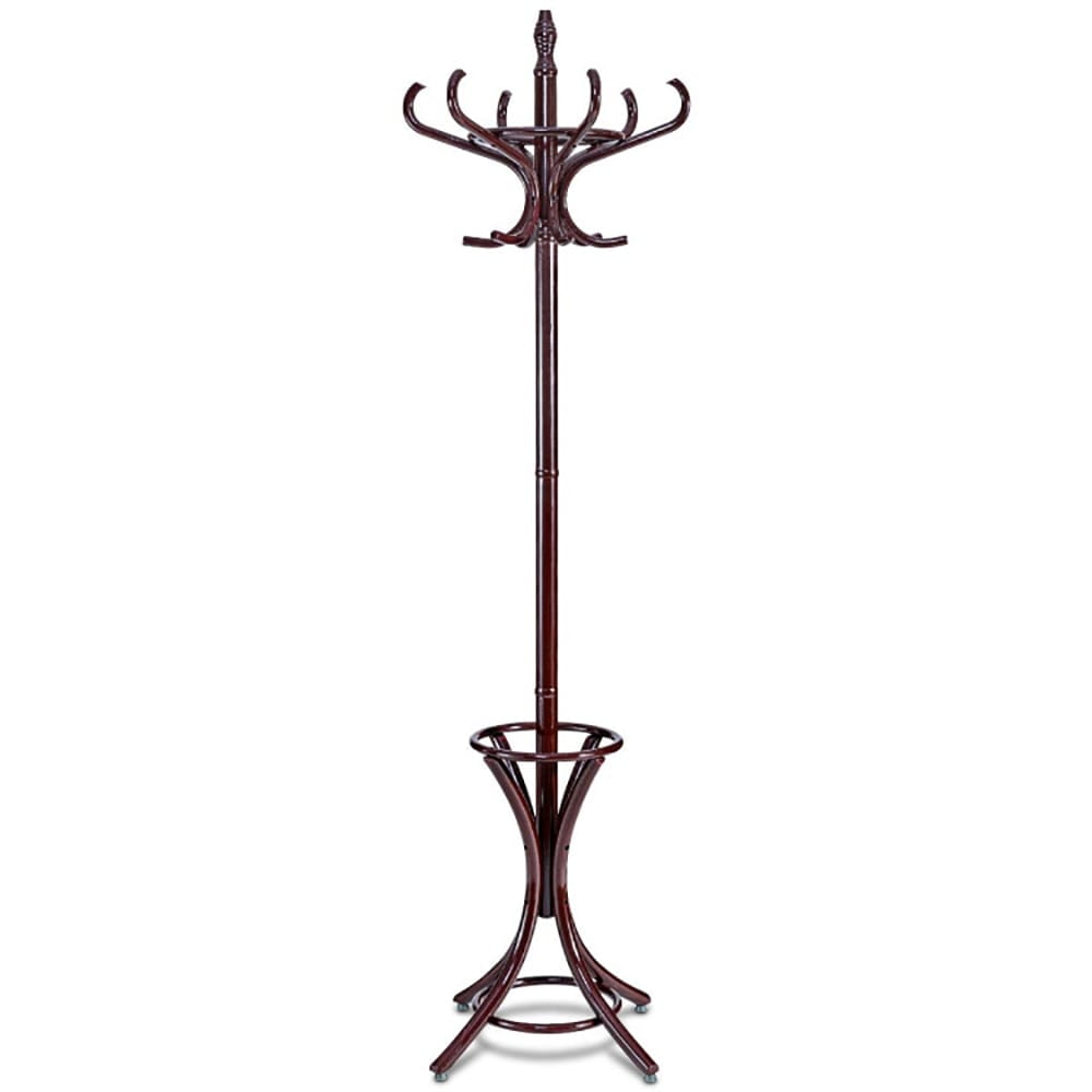 Spaco Wood Standing Hat Coat Rack with Umbrella Stand, Free Standing ...