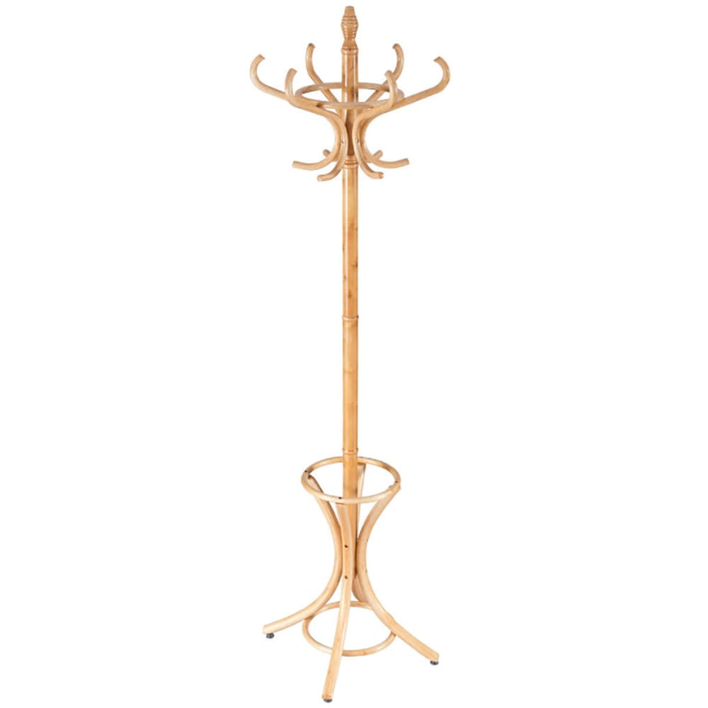 Spaco Wood Standing Hat Coat Rack with Umbrella Stand, Free Standing ...