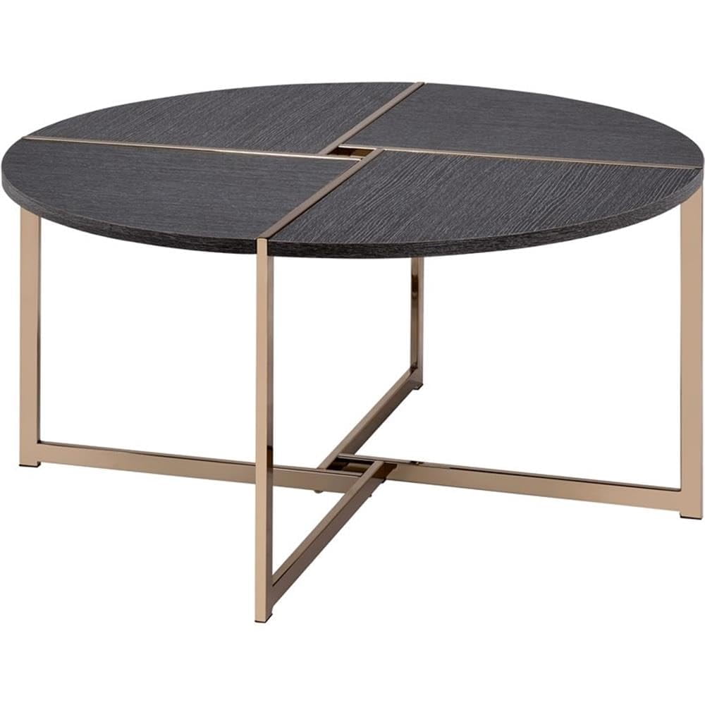 Spaco Wooden Coffee Table with Solid Structure, Round Table in Black ...