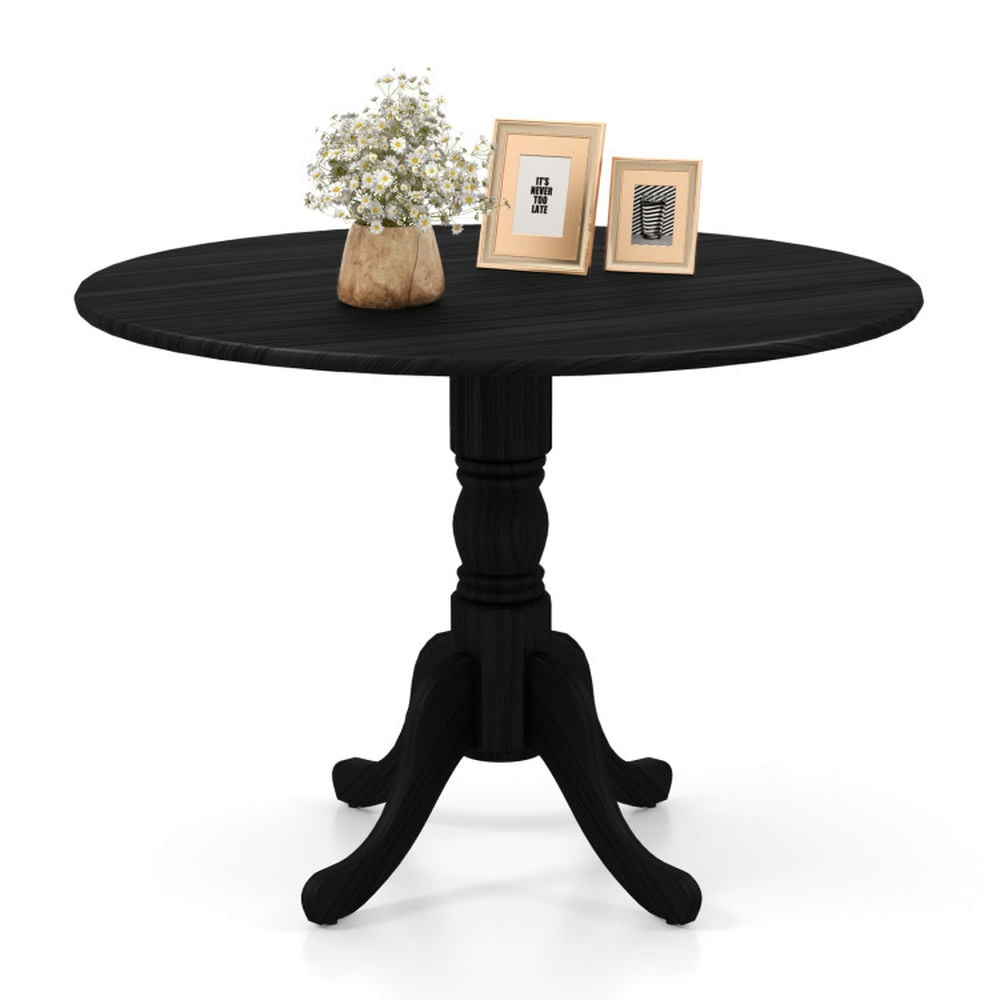 Spaco Wooden Dining Table with Round Tabletop and Curved Trestle Legs ...