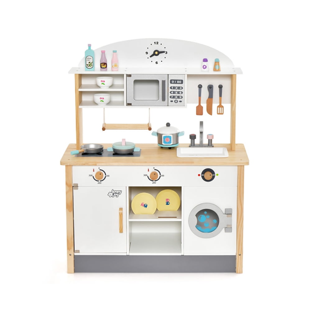 Spaco Wooden Pretend Kids Play Kitchen Set with Cooking Accessories ...