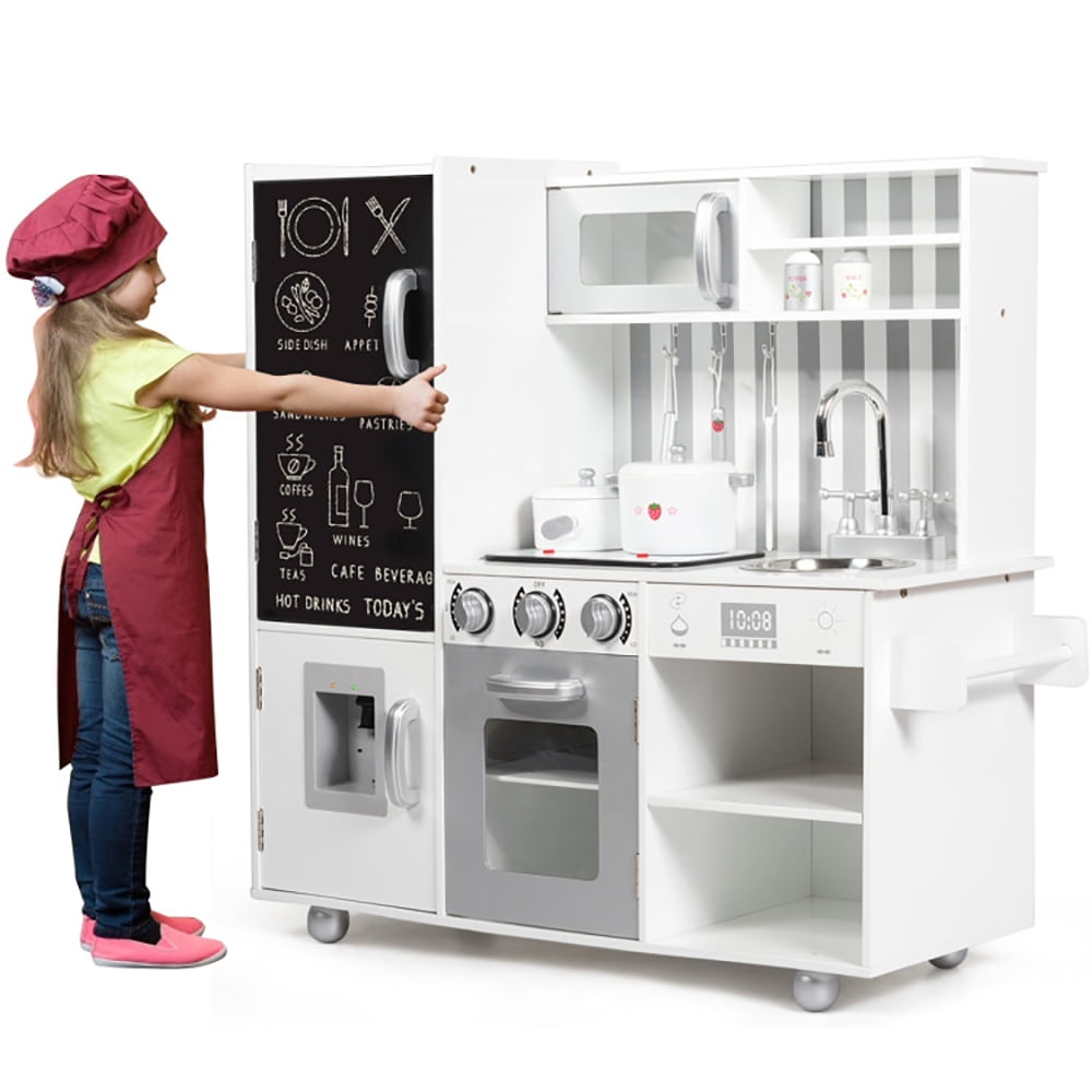Spaco Wooden Pretend Play Kitchen Sets with Simulated Sound, Kids ...