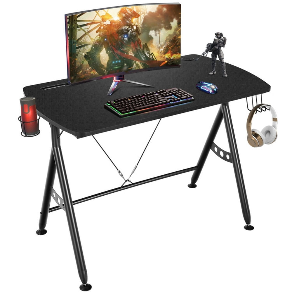 Spaco Y-shaped Gaming Desk with Phone Slot and Cup Holder, Office Desk ...