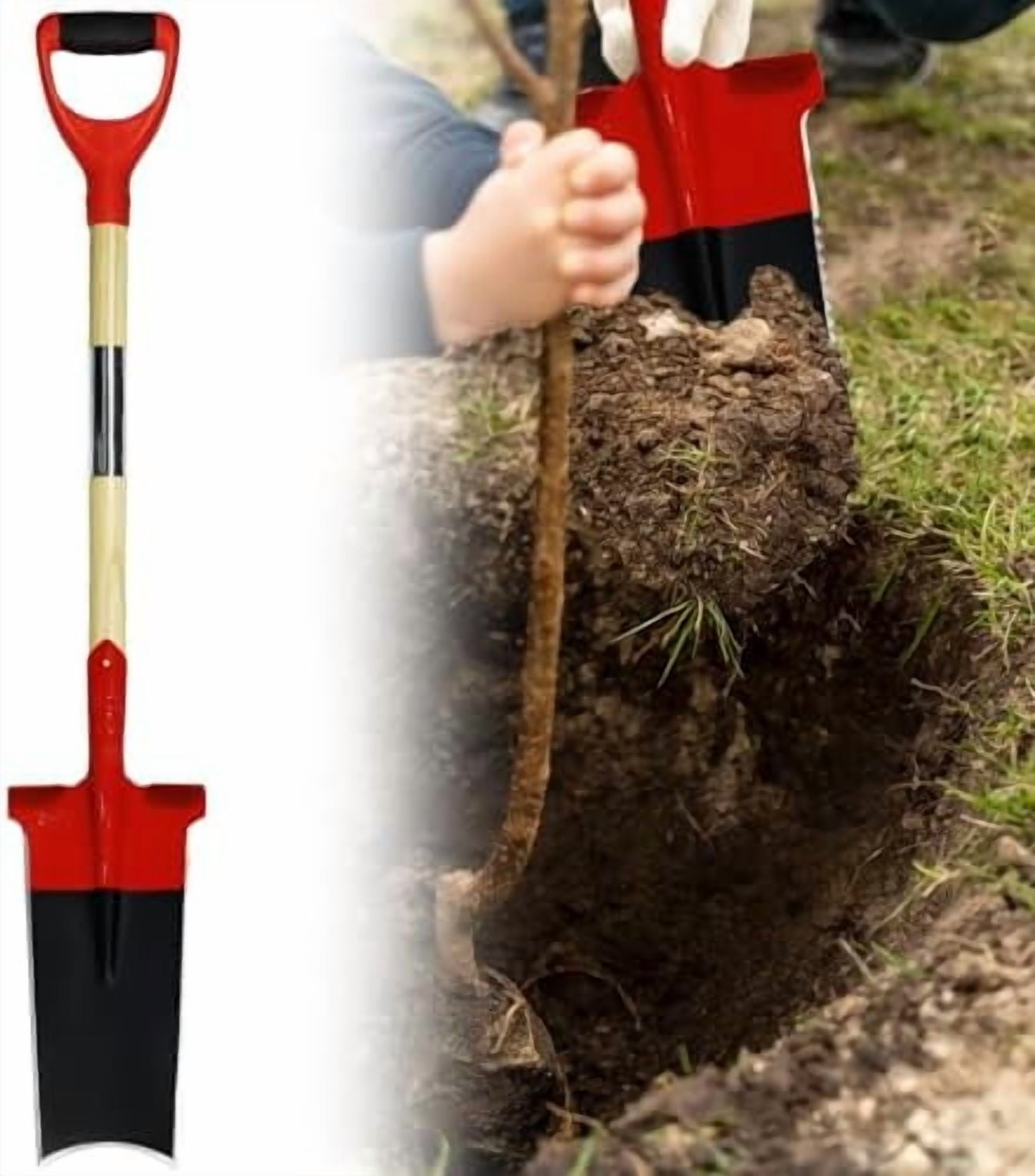 Spade Garden Shovel,Steel Square Flat Spade Shovels for Digging with D ...