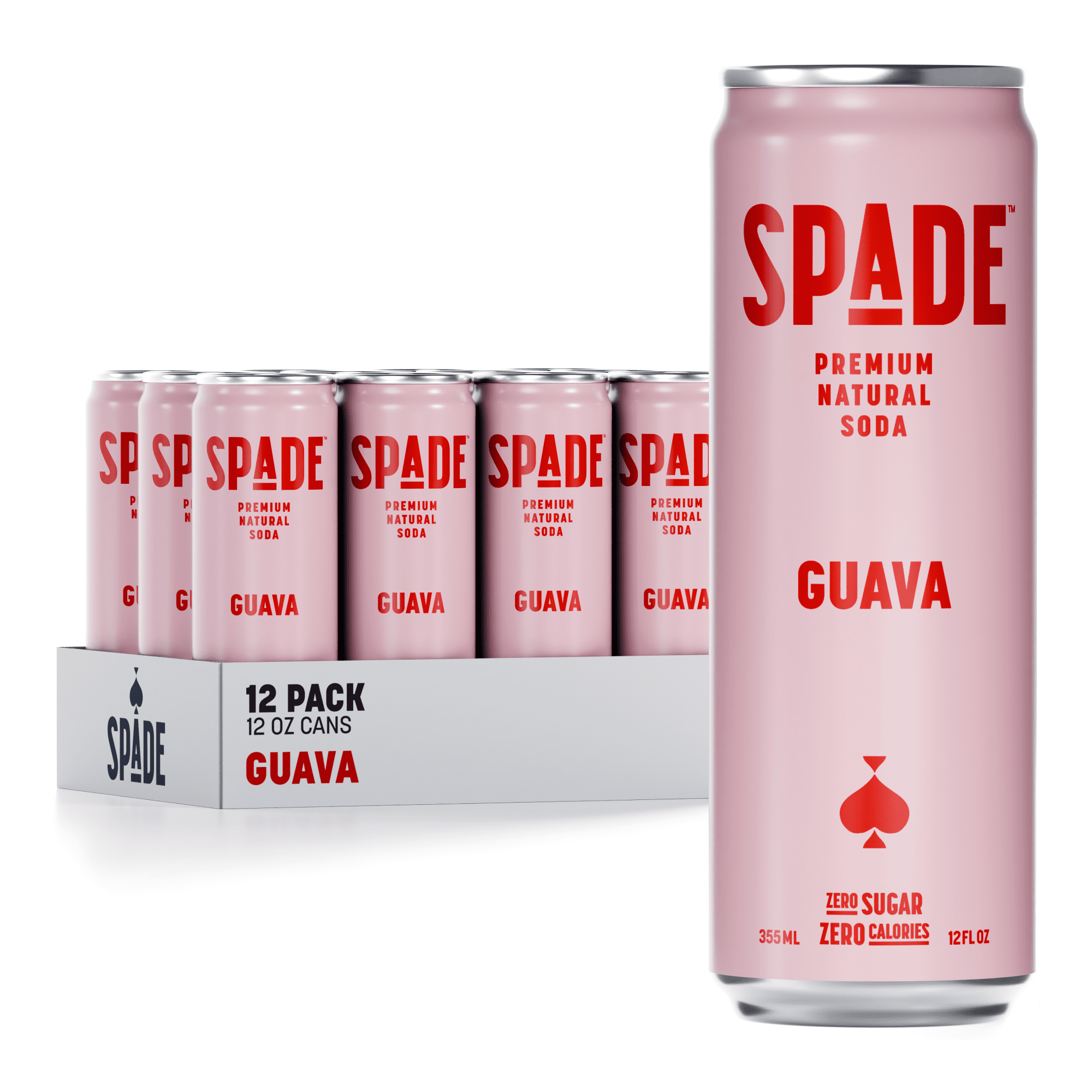 Spade Premium Natural Soda – Zero Sugar Guava (12 Pack, 12 oz Cans ...