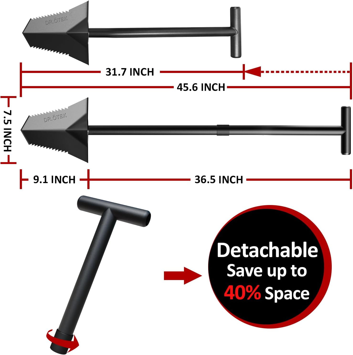 Spade Shovel, Heavy Duty Digging Tool T Handle, Serrated Blade, Cutter ...