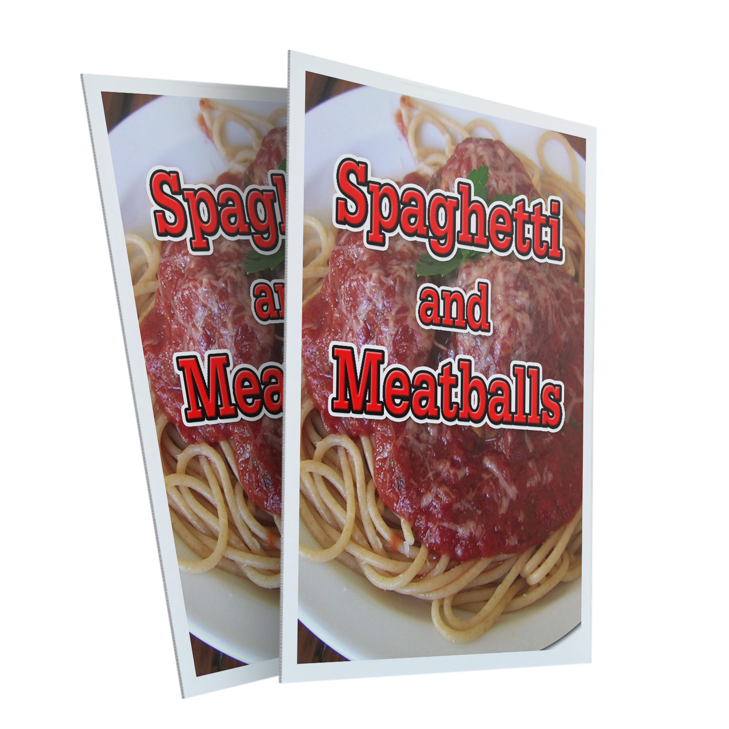 Spaghetti And Meatballs (2-PACK) 24" x 36" Plastic Signs | Sign Insert ...