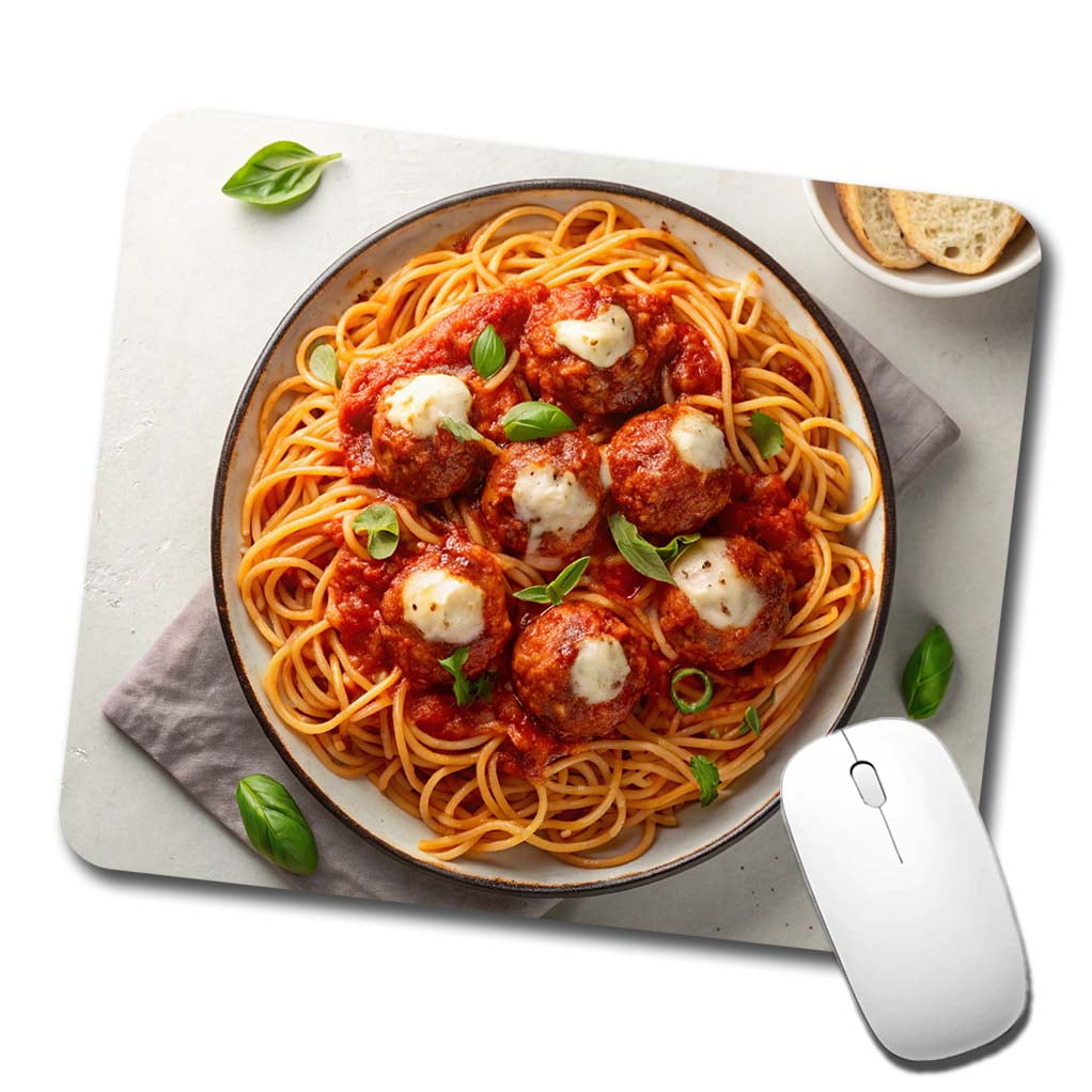 Spaghetti And Meatballs Top Down View Pasta Mouse Pad Low Profile ...