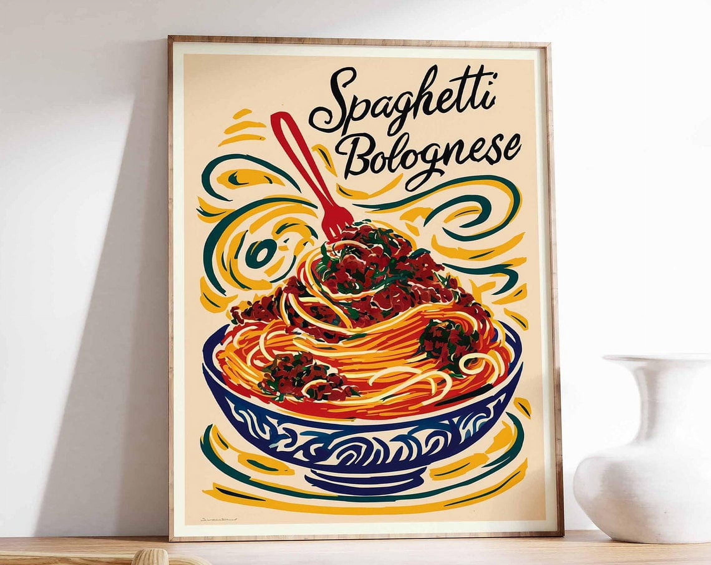 Spaghetti Bolognese Poster, Italian Food Art, Pasta Poster, Kitchen ...