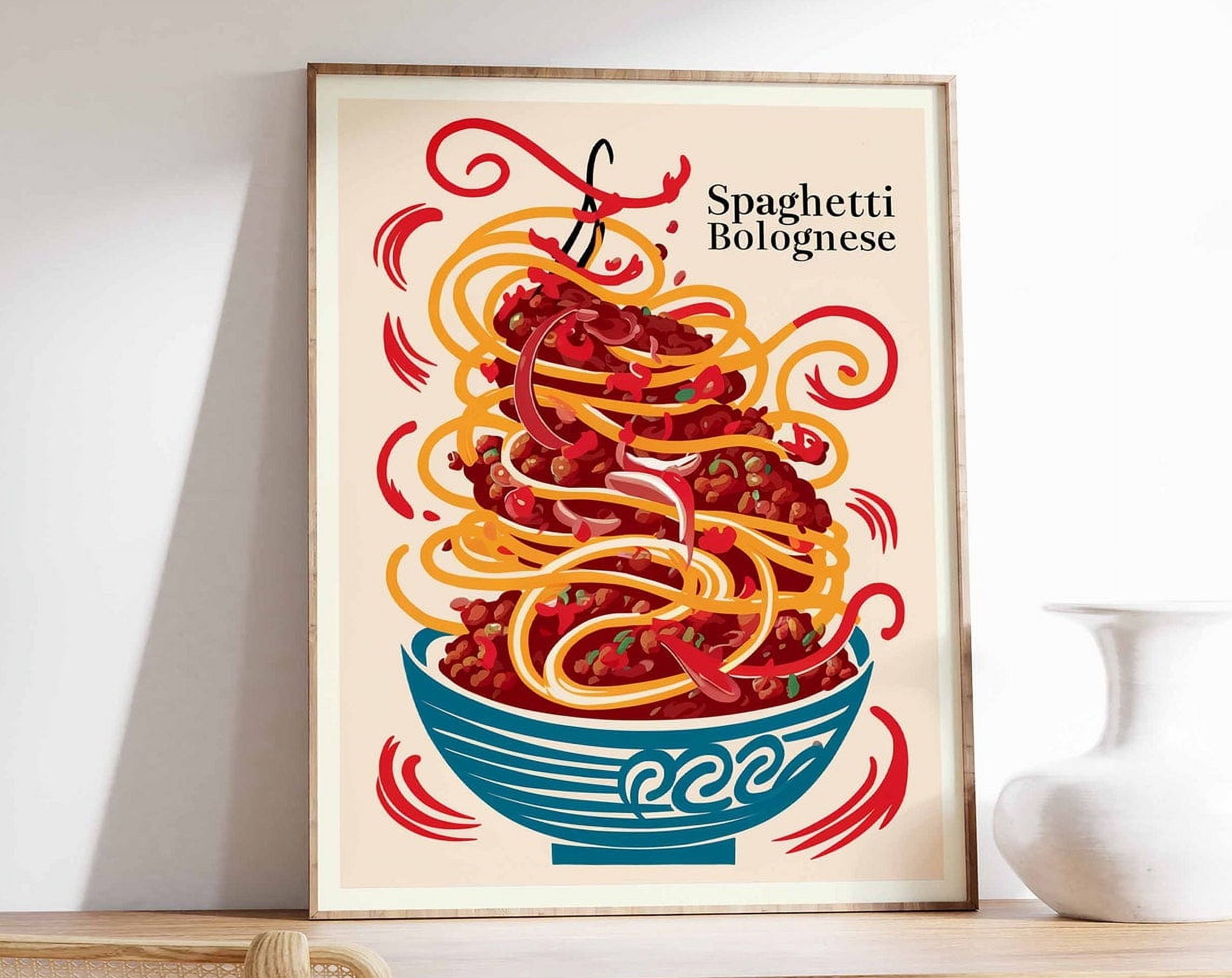Spaghetti Bolognese Poster, Italian Food Art, Pasta Poster, Kitchen ...