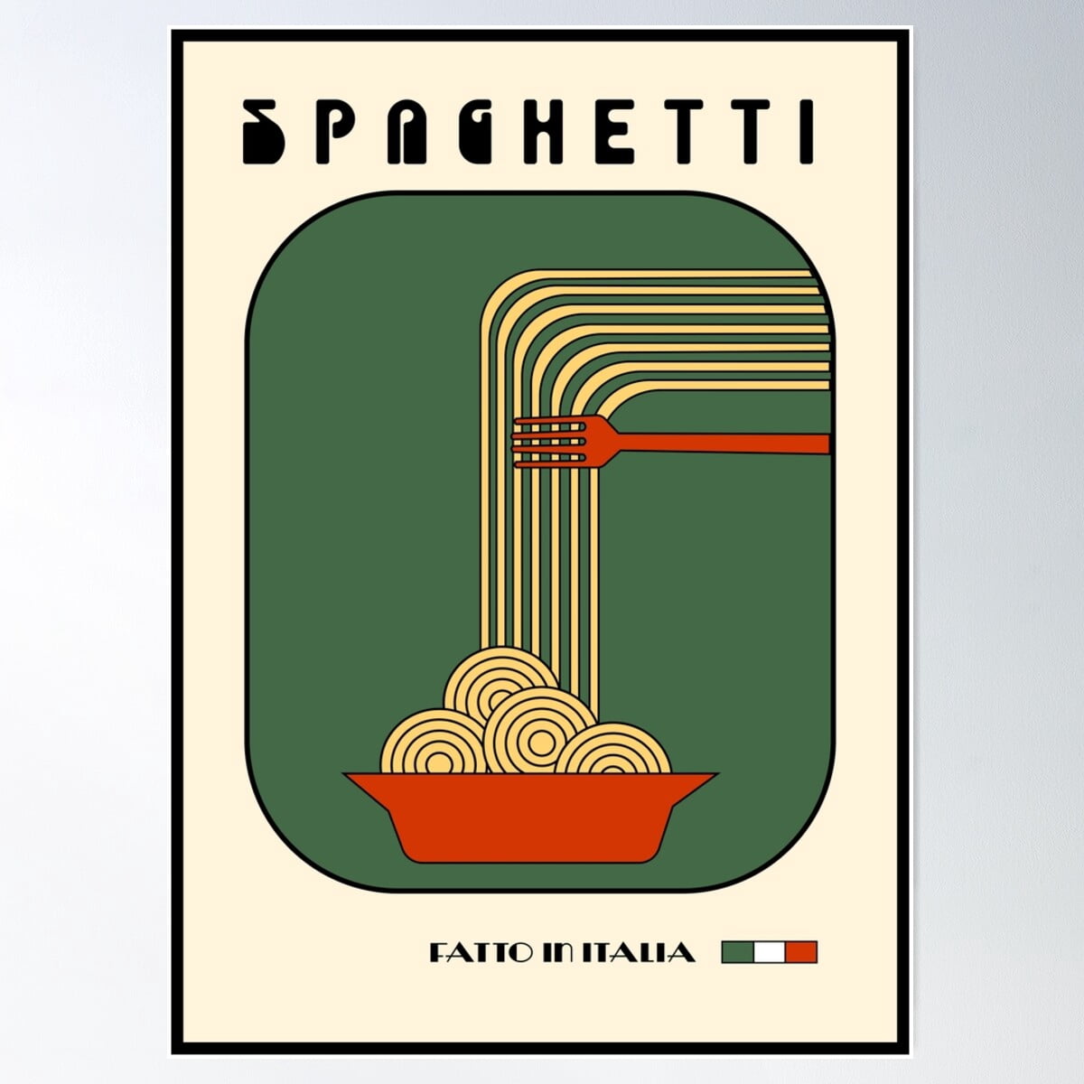 Spaghetti Italian Poster Aesthetic Nude And Green Colors Poster Wall ...