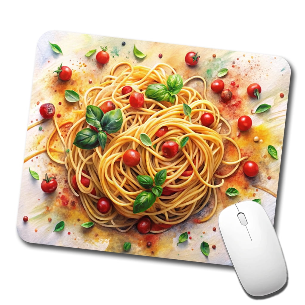 Spaghetti Pasta Italian Food Watercolor Mouse Pad Low Profile Gaming ...