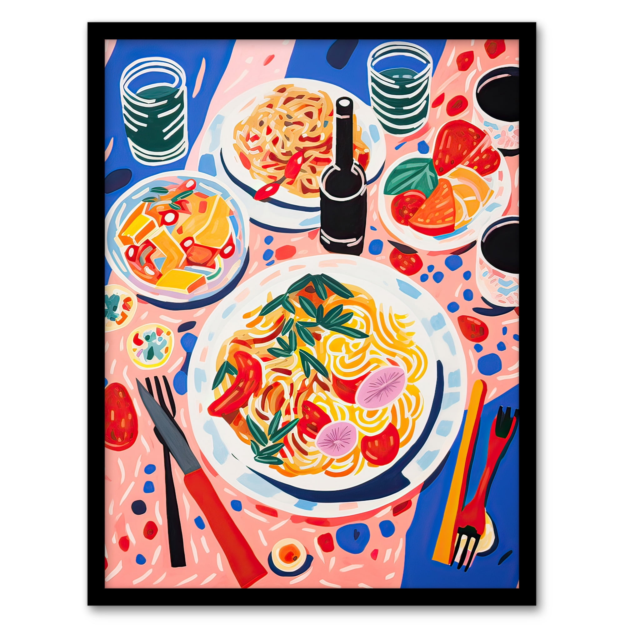 Spaghetti Pasta Night Henri Matisse Style Painting Artwork Framed Wall ...