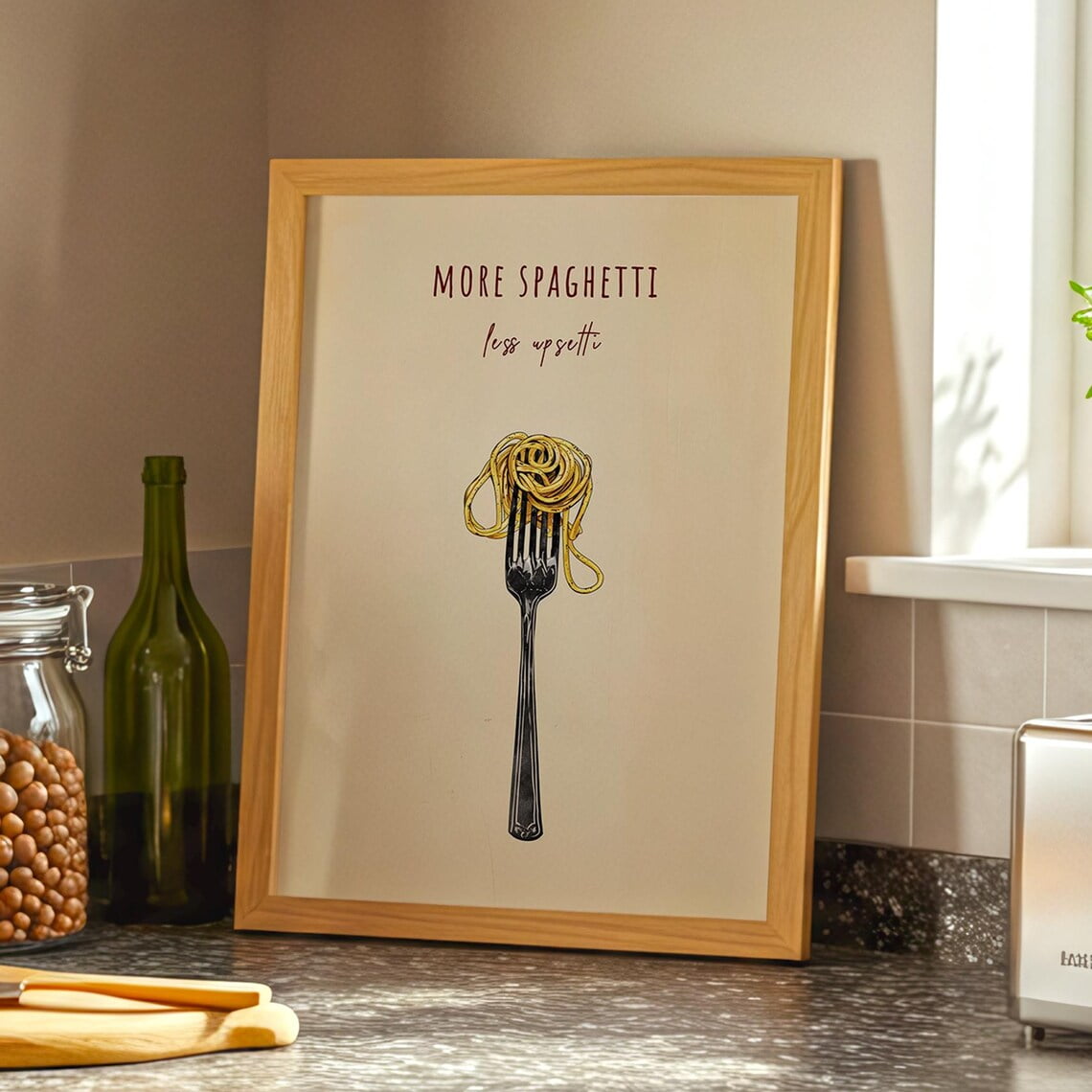 More Spaghetti Poster, Pasta Print, Pasta Lover Poster, Italian Kitchen ...