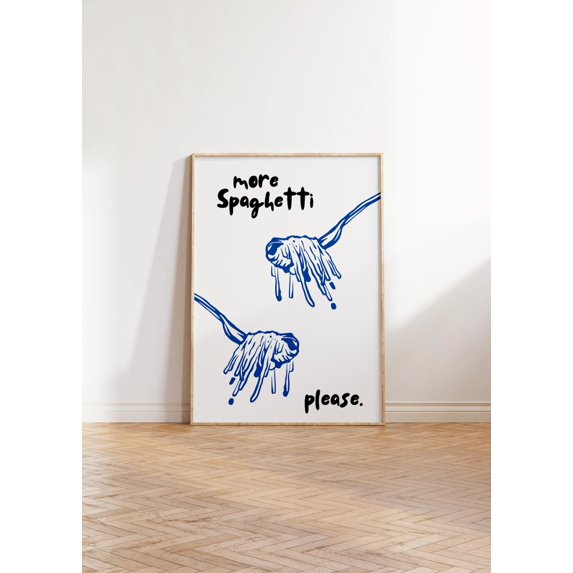 Spaghetti Poster, Trendy Pasta Kitchen Poster Wall Art, More Spaghetti ...