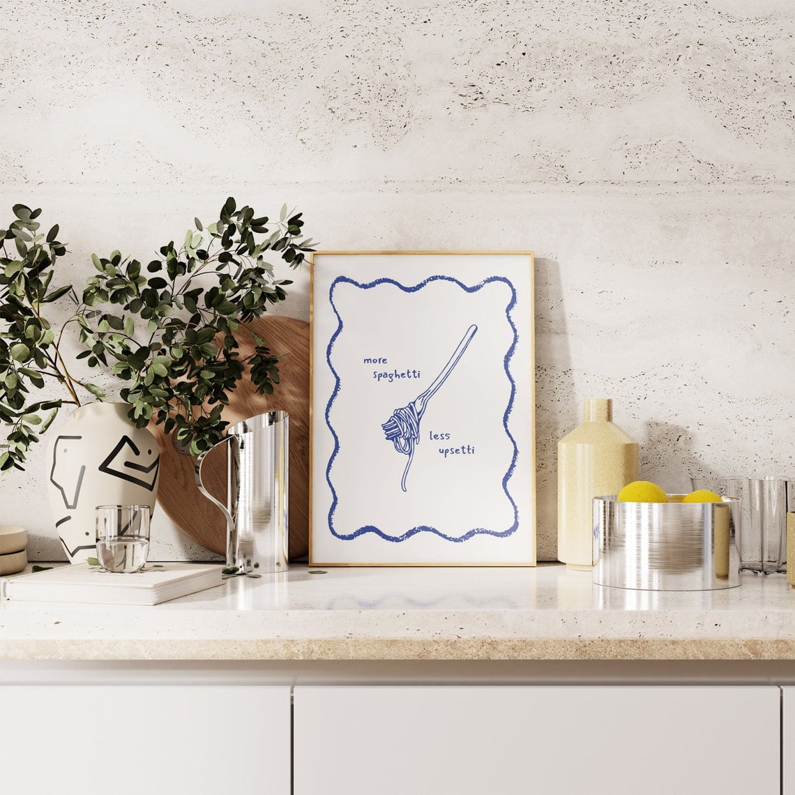 More Spaghetti Print // Pasta Poster, Aesthetic Kitchen Decor, Pasta ...