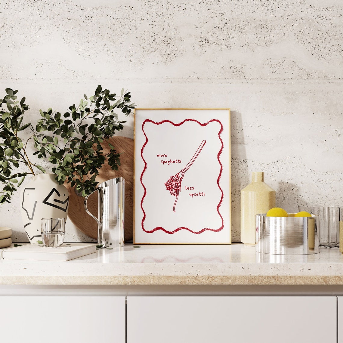 More Spaghetti Print // Pasta Poster, Aesthetic Kitchen Decor, Pasta Wall Art, Spaghetti Wall ...