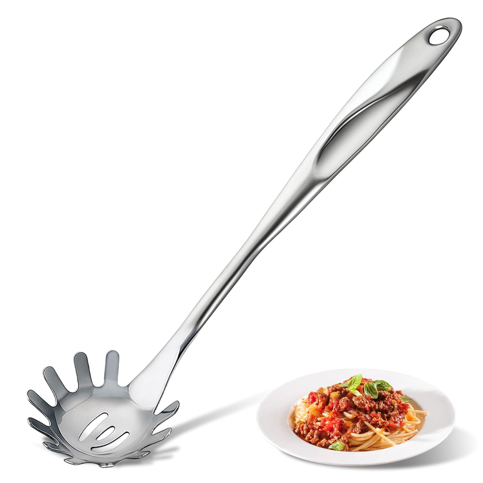 Spaghetti Spoon, 13Inch Stainless Steel Pasta Spoon, Pasta Fork for ...