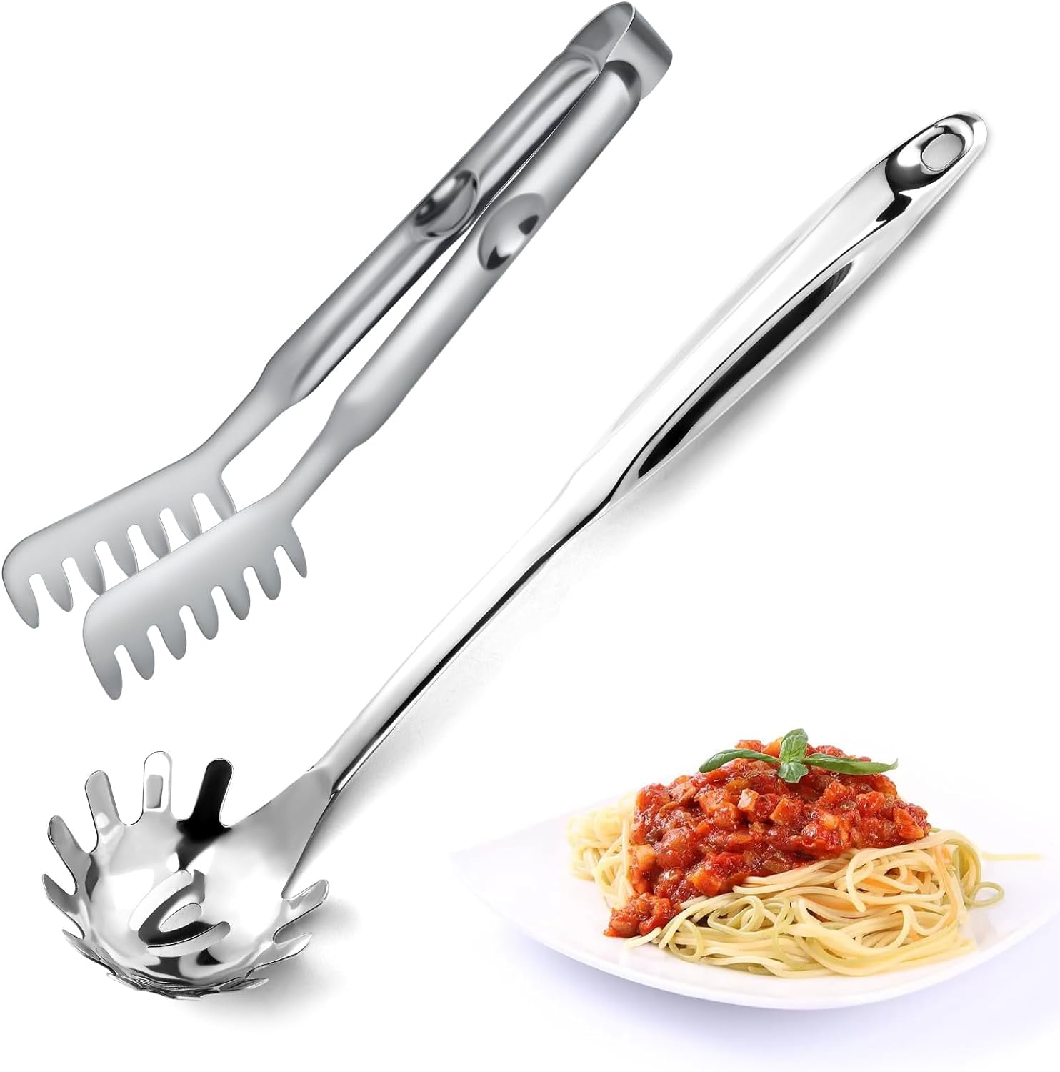 Spaghetti Spoon and Spaghetti Tong 2-Piece Set, 13-Inch Non-Stick ...