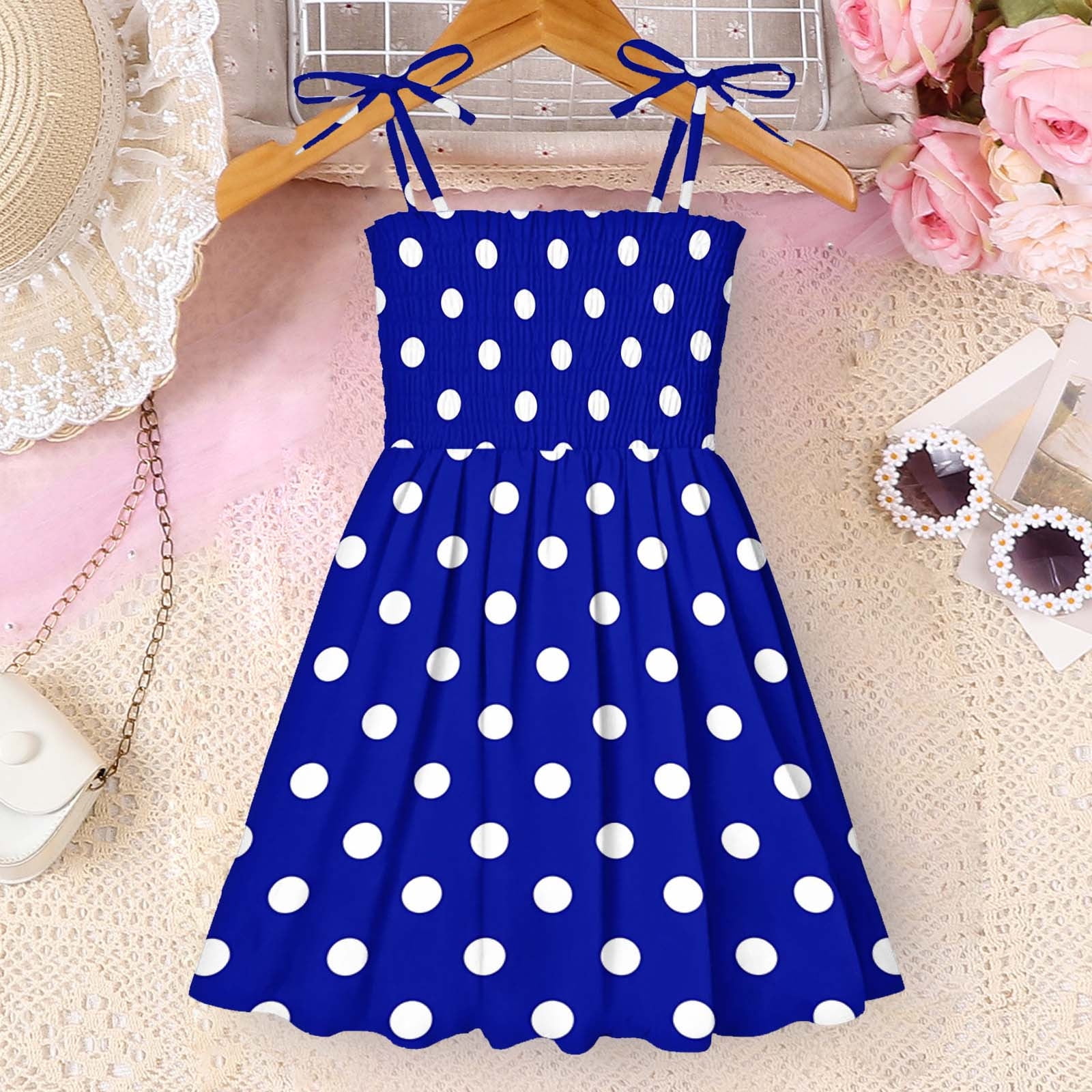Spaghetti Strap Dresses for Little Girls Size 1-6 Cute Polka Dot ...