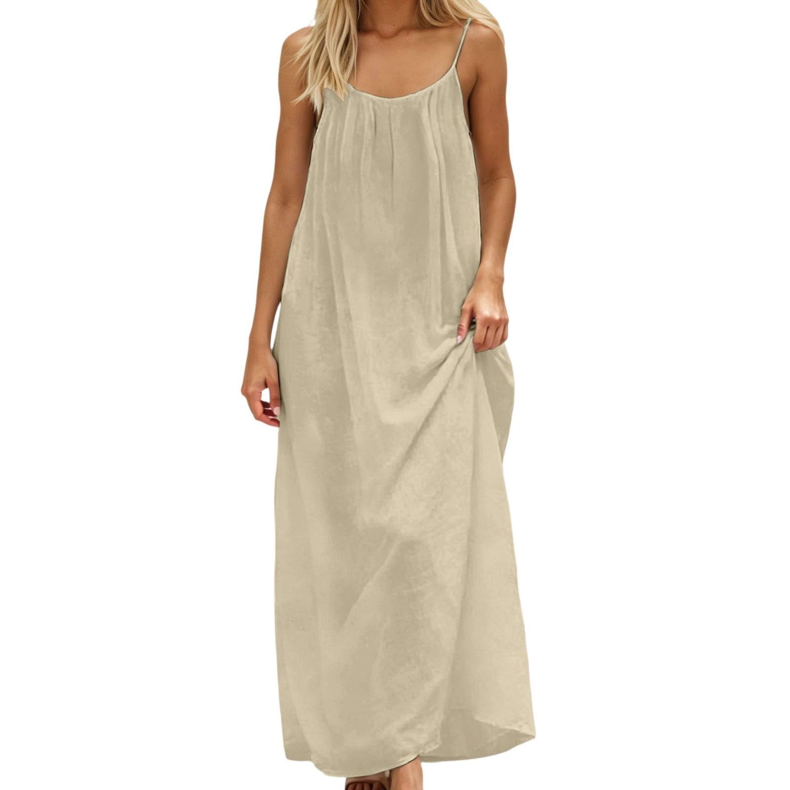 Spaghetti Strap Dresses for Women 2026 Beach Boho Maxi Dress Loose ...