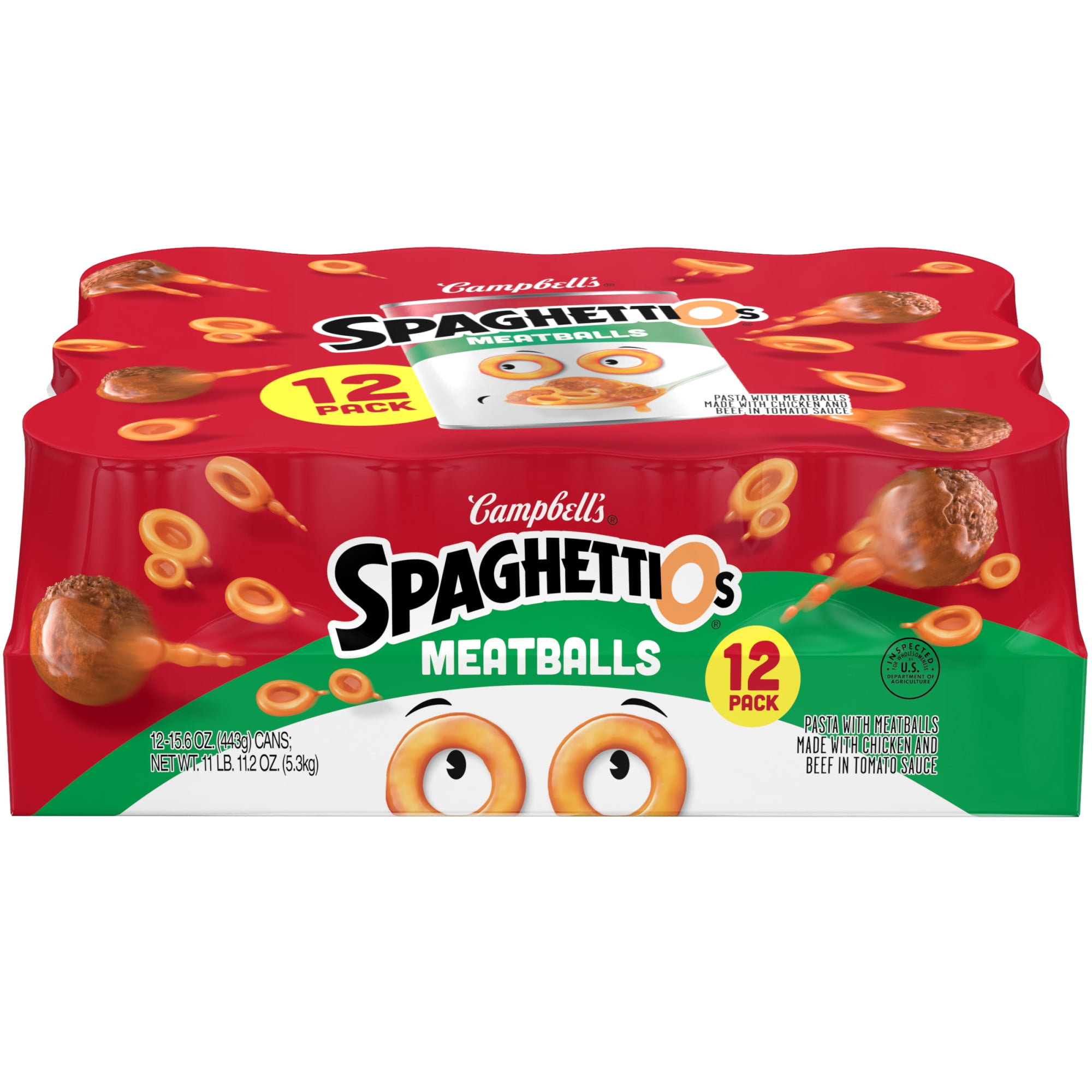 SpaghettiOs Canned Pasta with Meatballs in Tomato Sauce, 15.6 oz Can ...