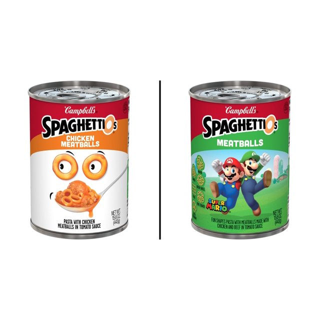 SpaghettiOs Chicken Meatballs 15.6 oz & SpaghettiOs Super Mario Bros ...