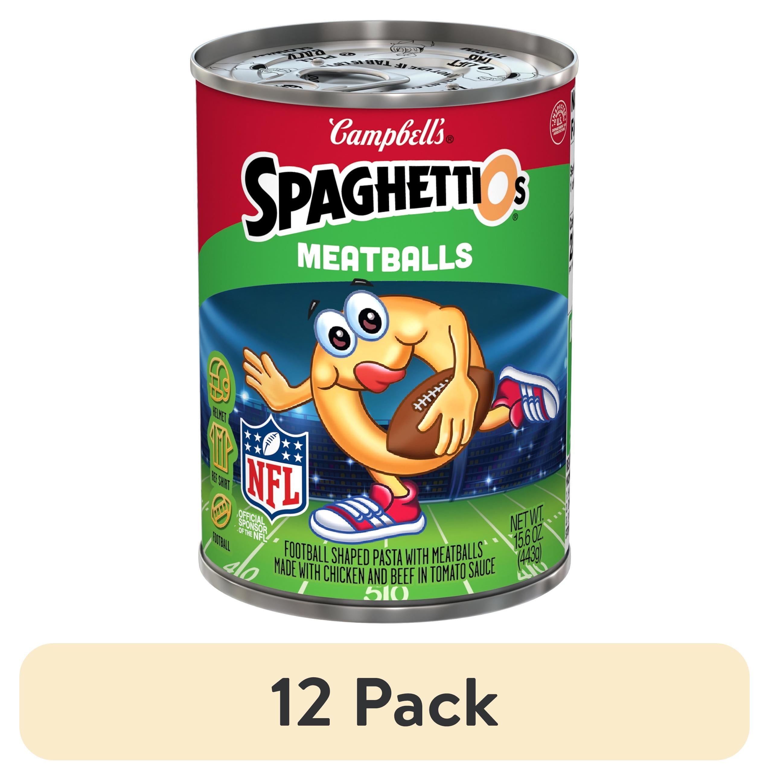 (12 pack) SpaghettiOs Football Shaped Canned Pasta with Meatballs, 15.6 ...