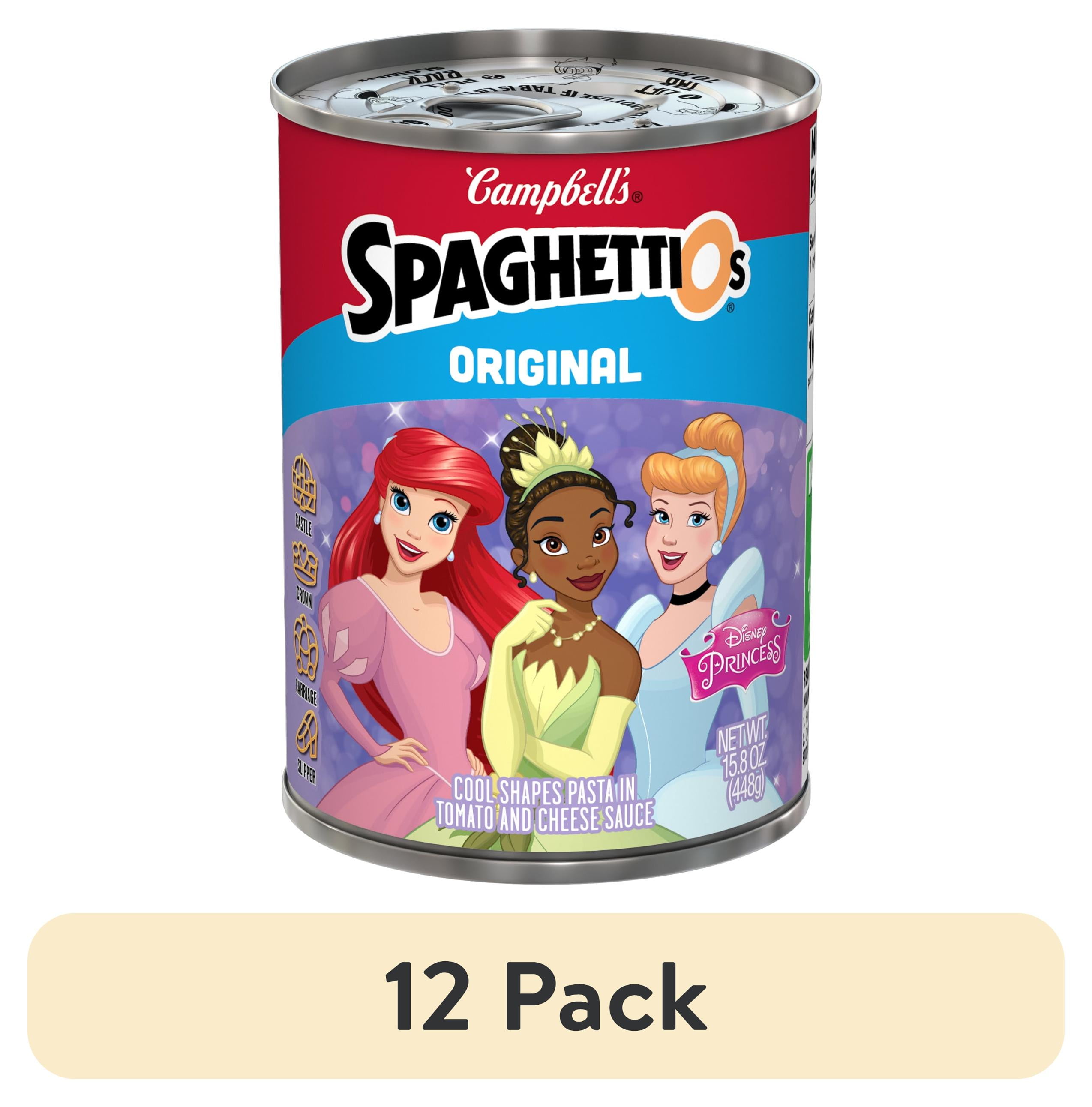 (12 pack) SpaghettiOs Original Disney Princess Shapes Canned Pasta, 15. ...