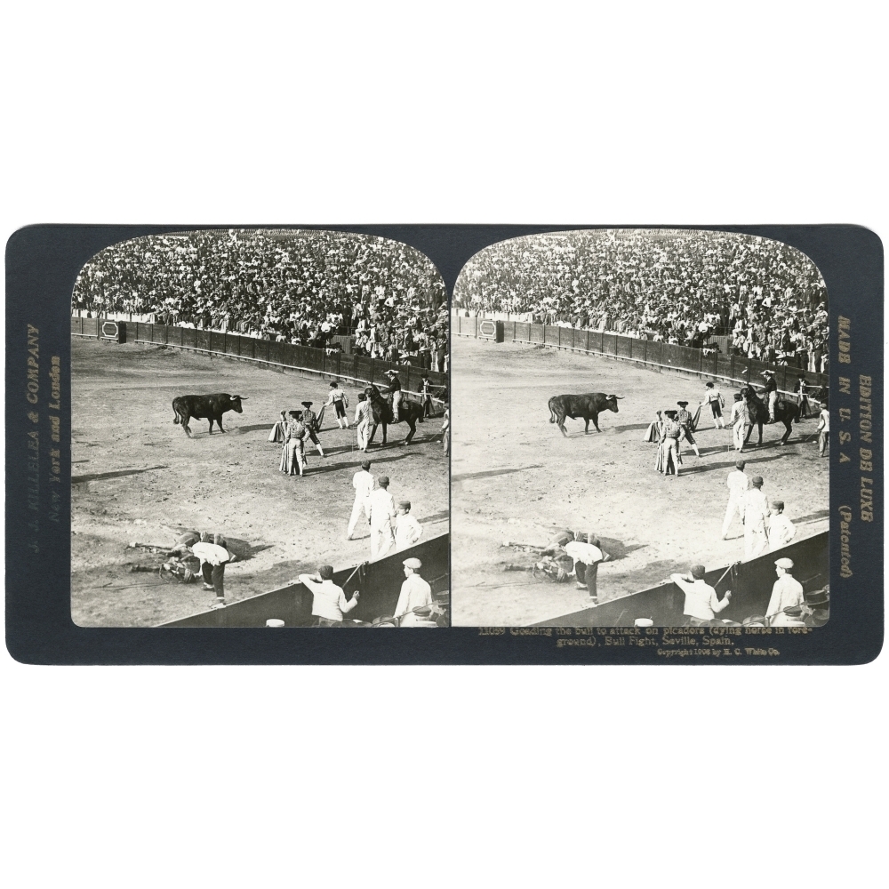 Spain Bullfight C1908. N'Goading The Bull To Attack On Picadors Bull ...