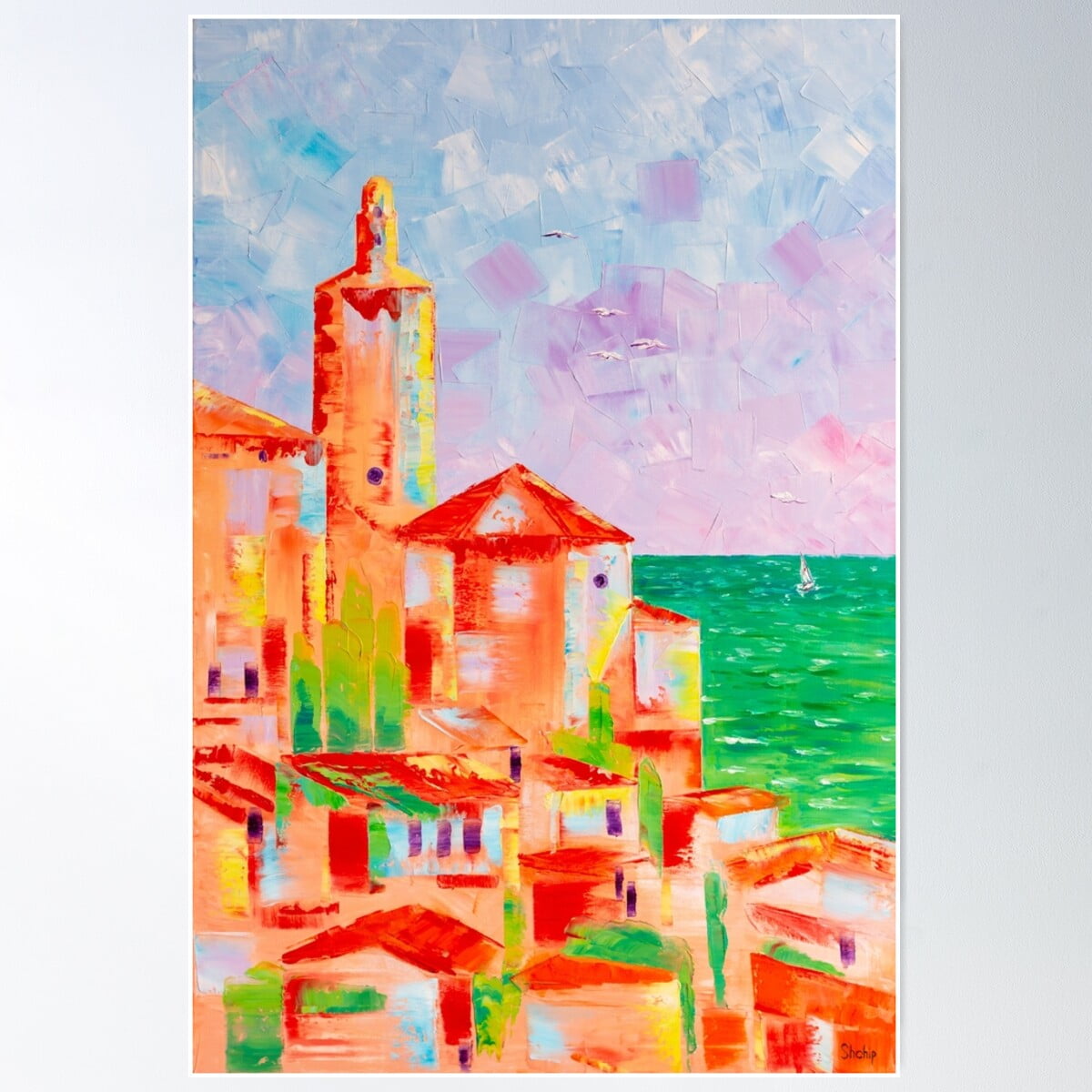 Spain. Coral Town Poster Wall Art, Modern Wall Decor For Living Room ...