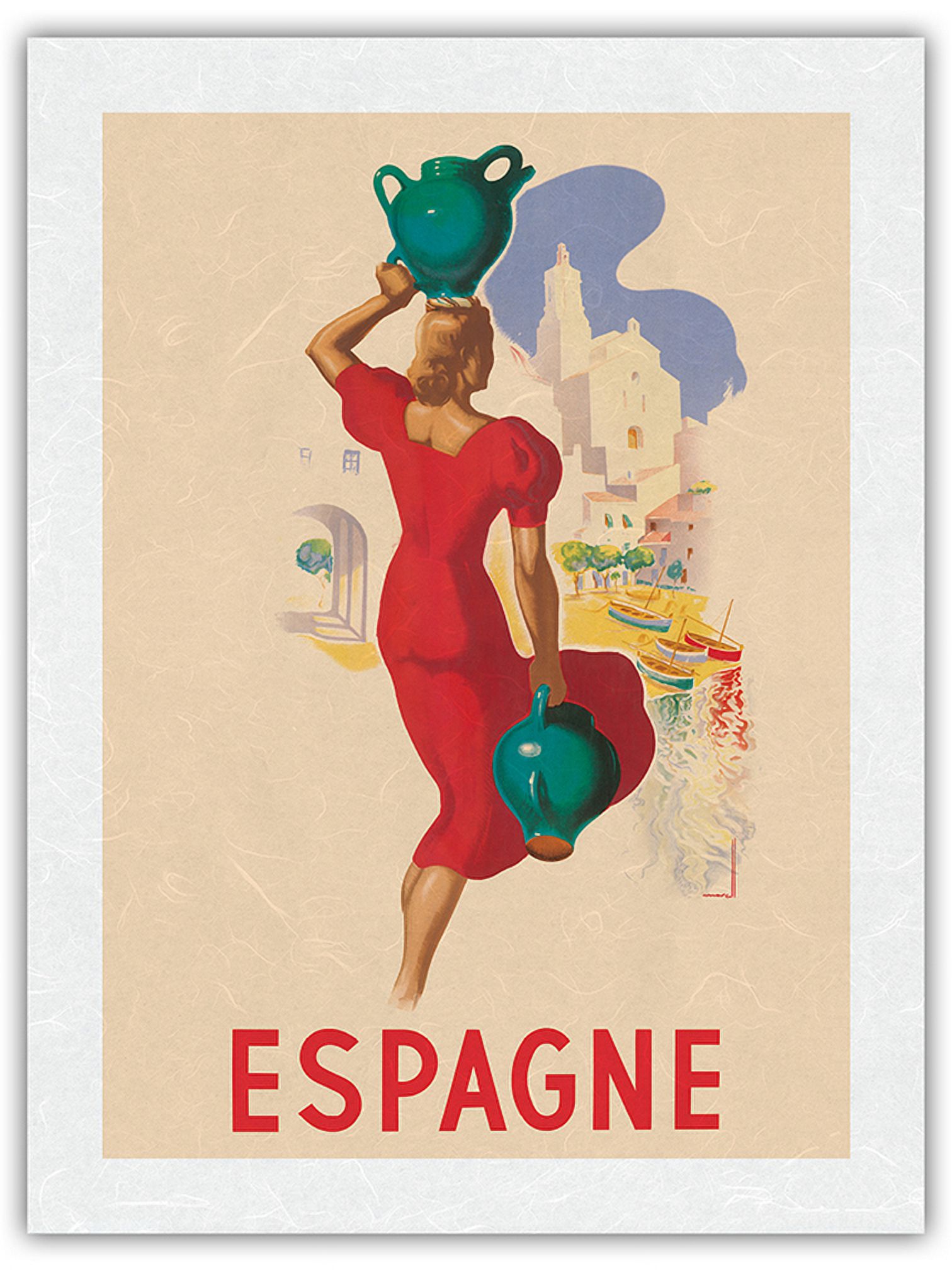 Spain (Espagne) - Blonde Spanish Beauty - Vintage Travel Poster by ...
