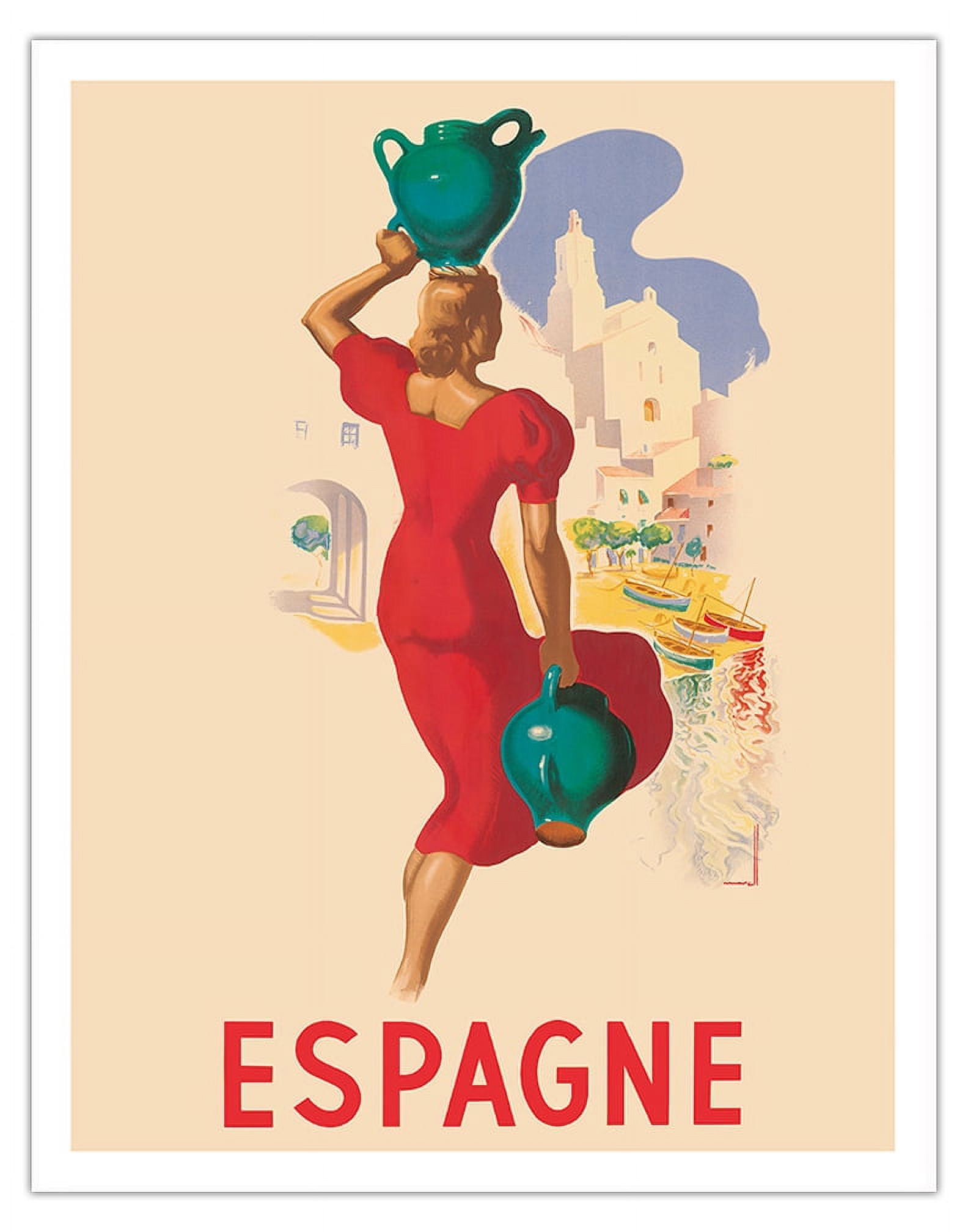 Spain (Espagne) - Blonde Spanish Beauty - Vintage Travel Poster by ...