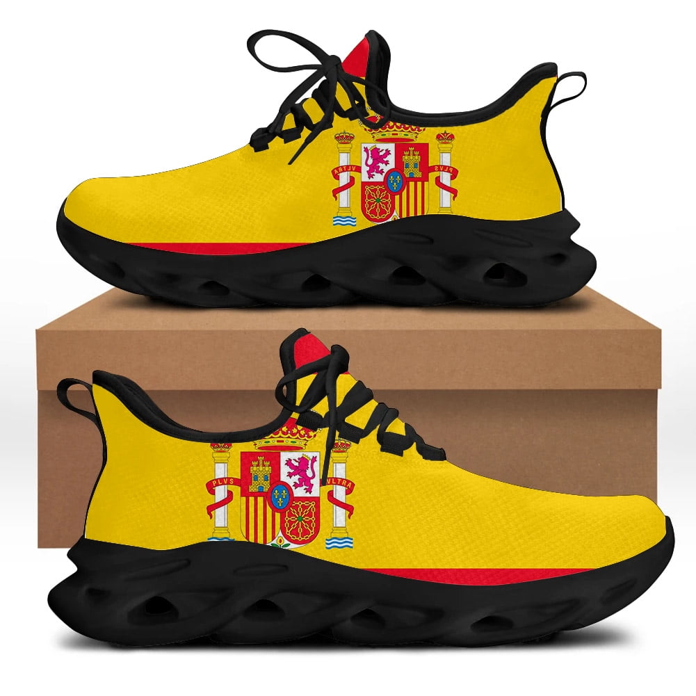 Spain Flag Print Cool Sneakers Casual Lightweight Lace-Up Men Ladies ...