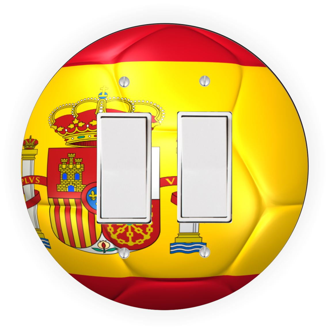 Spain Flag Soccer Ball Design - Round Light Switch Plate Cover - Double ...