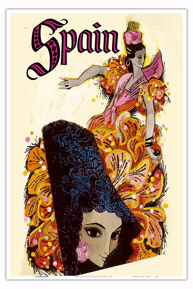 Spain - Flamenco Dancer - Vintage Travel Poster by David Klein c.1968 ...