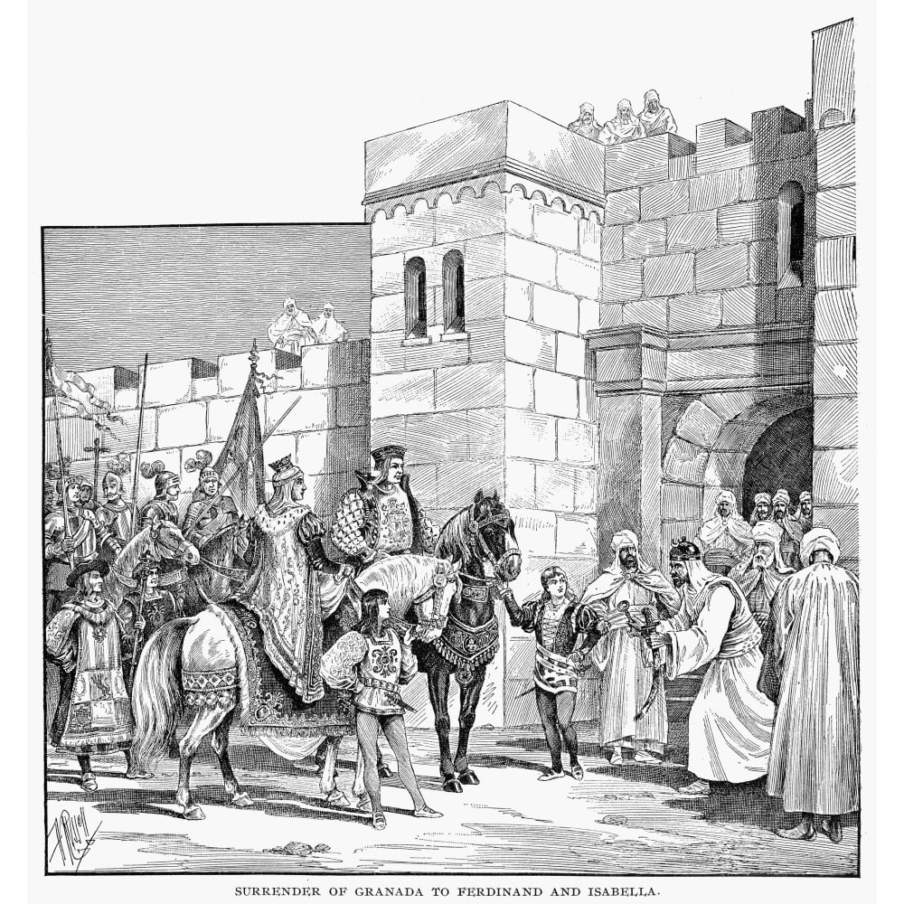 Spain: Granada, 1492. /Nthe Surrender Of Granada To King Ferdinand And ...