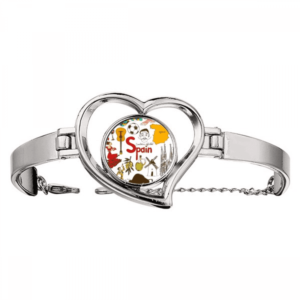 Spain Landscap Animals National Flag Bracelet Heart Jewelry Wire Bangle ...